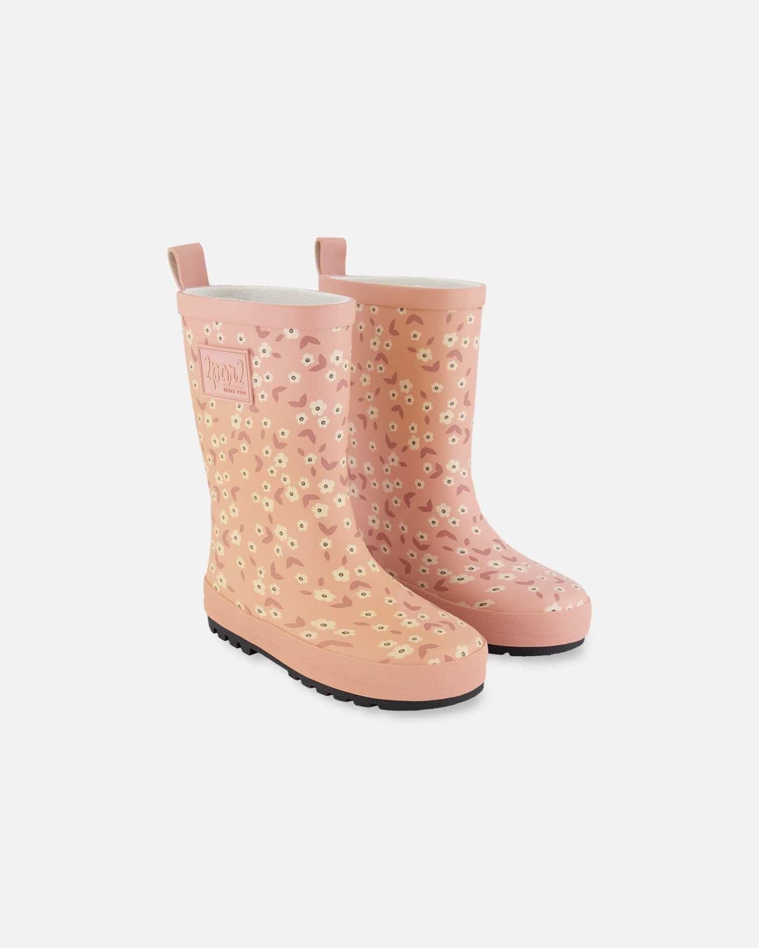 Printed Rain Boots Small White Flowers On Pale Pink - Walmart.com