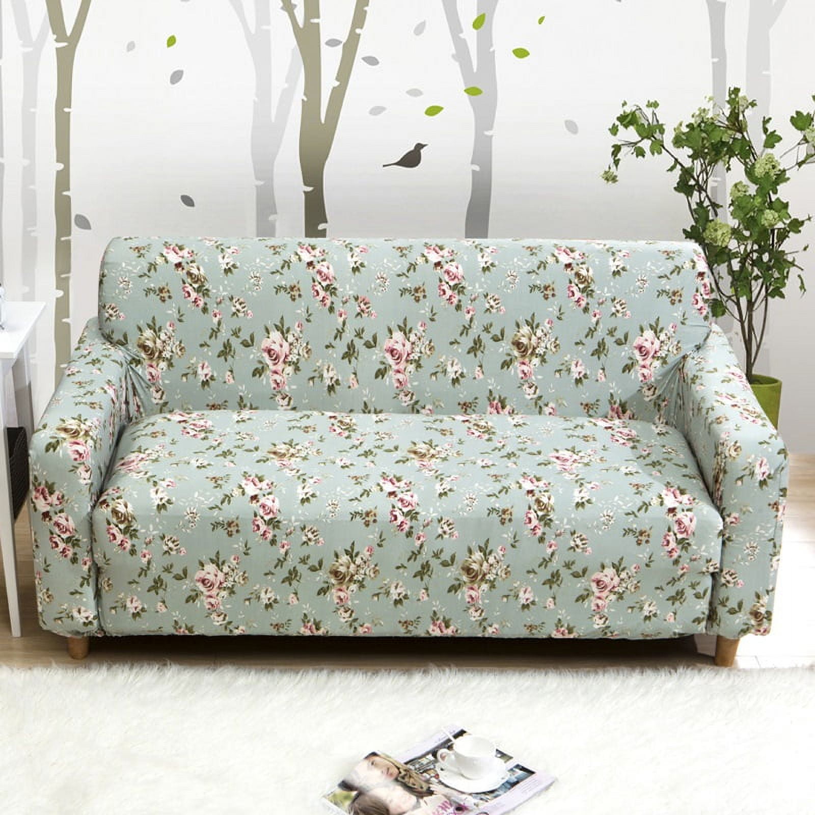 Printed Rose Sofa Cover for Living Room Stretch All-Inclusive 1 2 3 4 ...