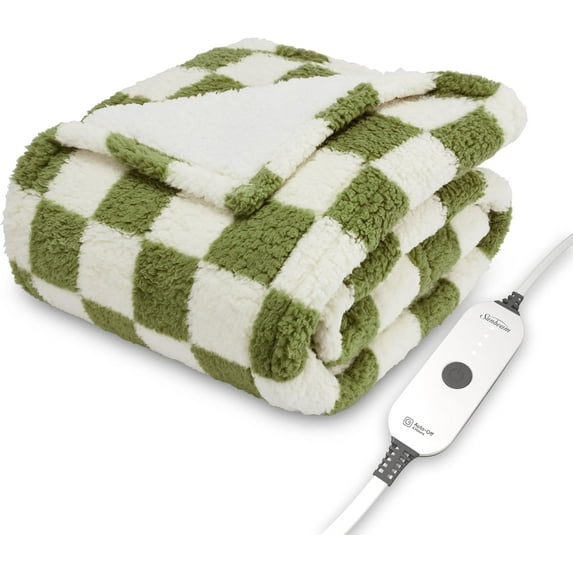 Printed Royal Sherpa Foot Pocket Heated Throw Electric Blanket, 50" x ...