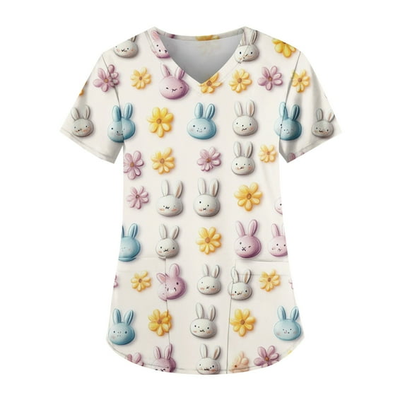 Printed Scrub Top Womens，Scrub Tops for Women Medical Workwear Stretch ...