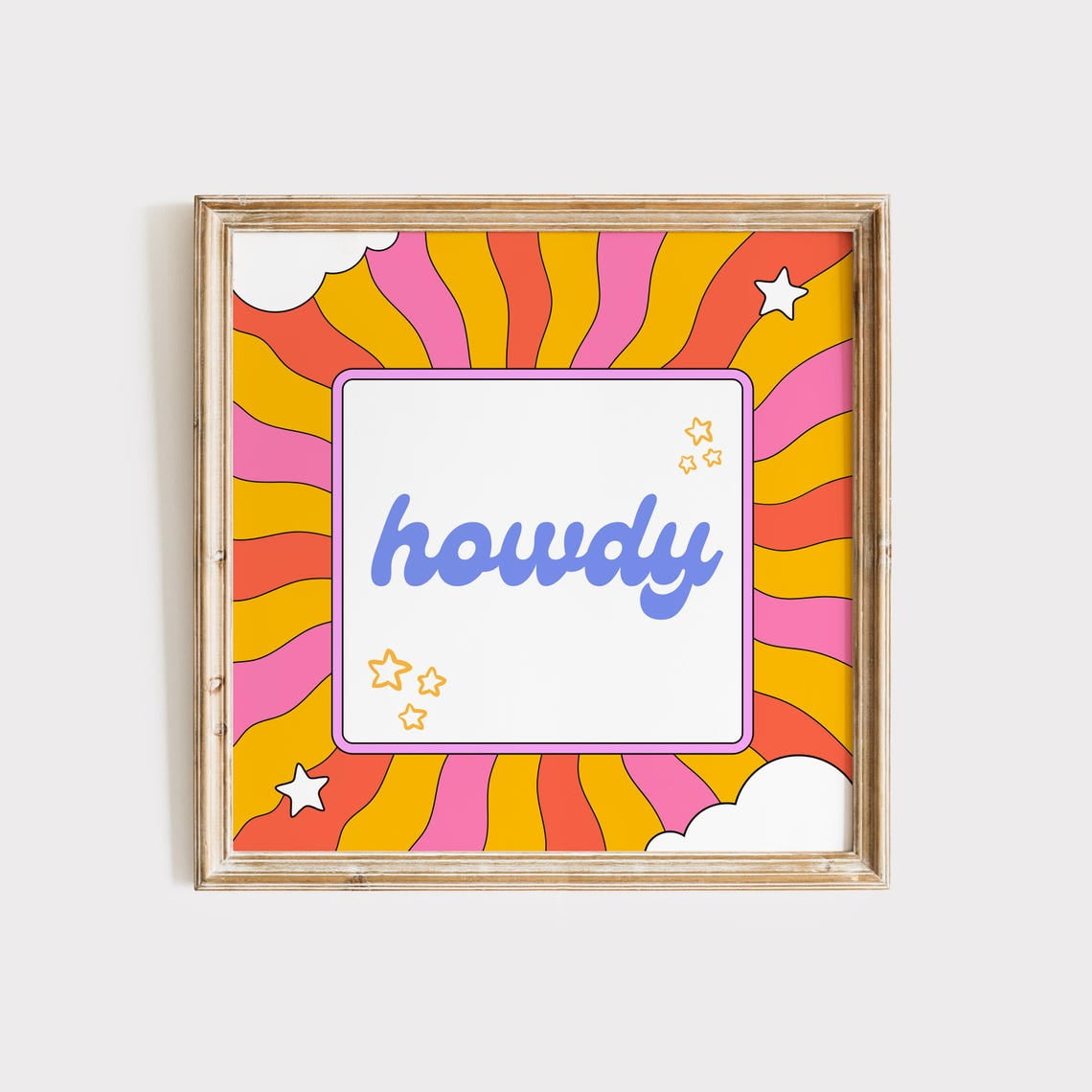 Printed And Shipped, Howdy Square Print, 8X8, Illustration Print ...