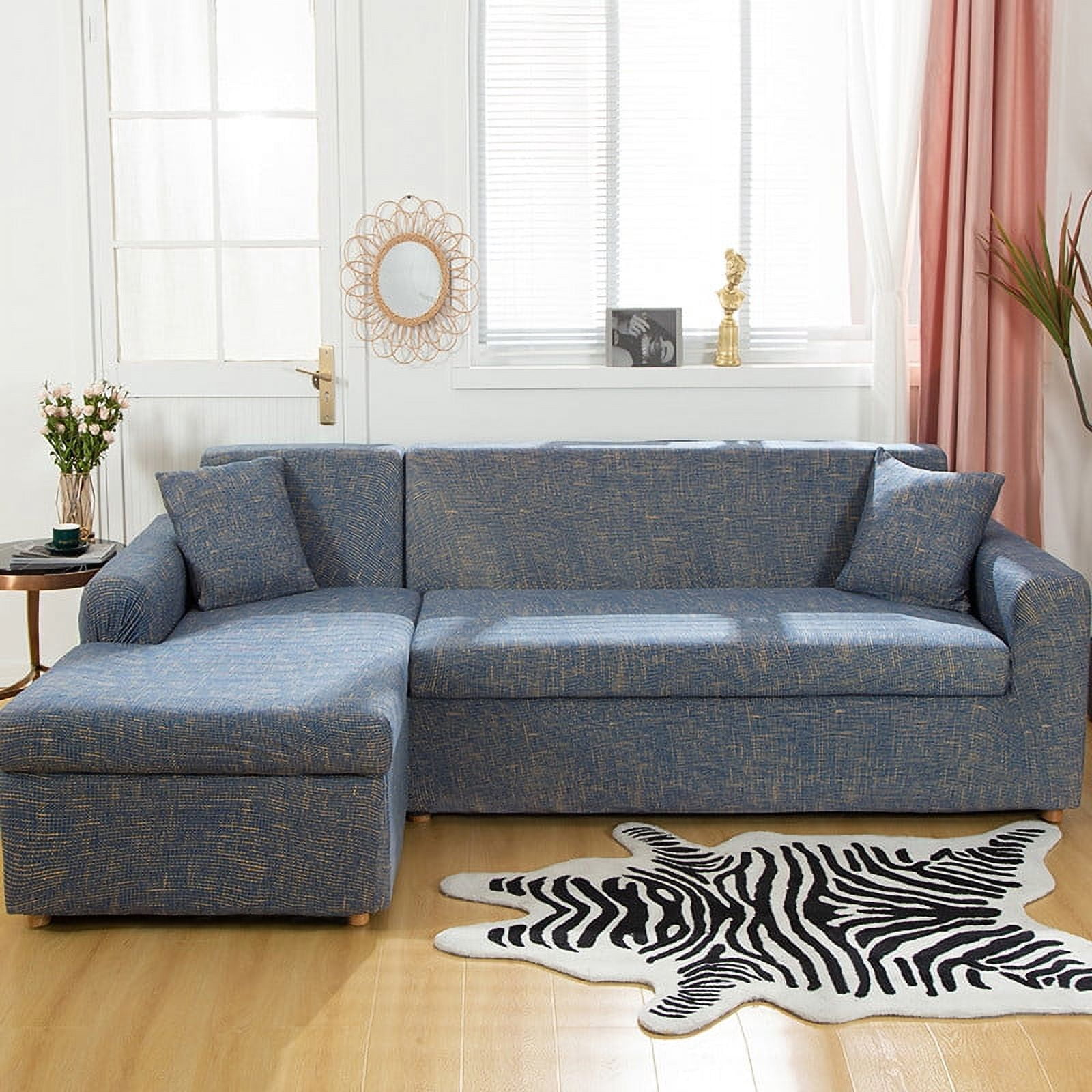Printed Sofa Cover Elastic Sofa Slipcover Chaise Longue L Shape ...