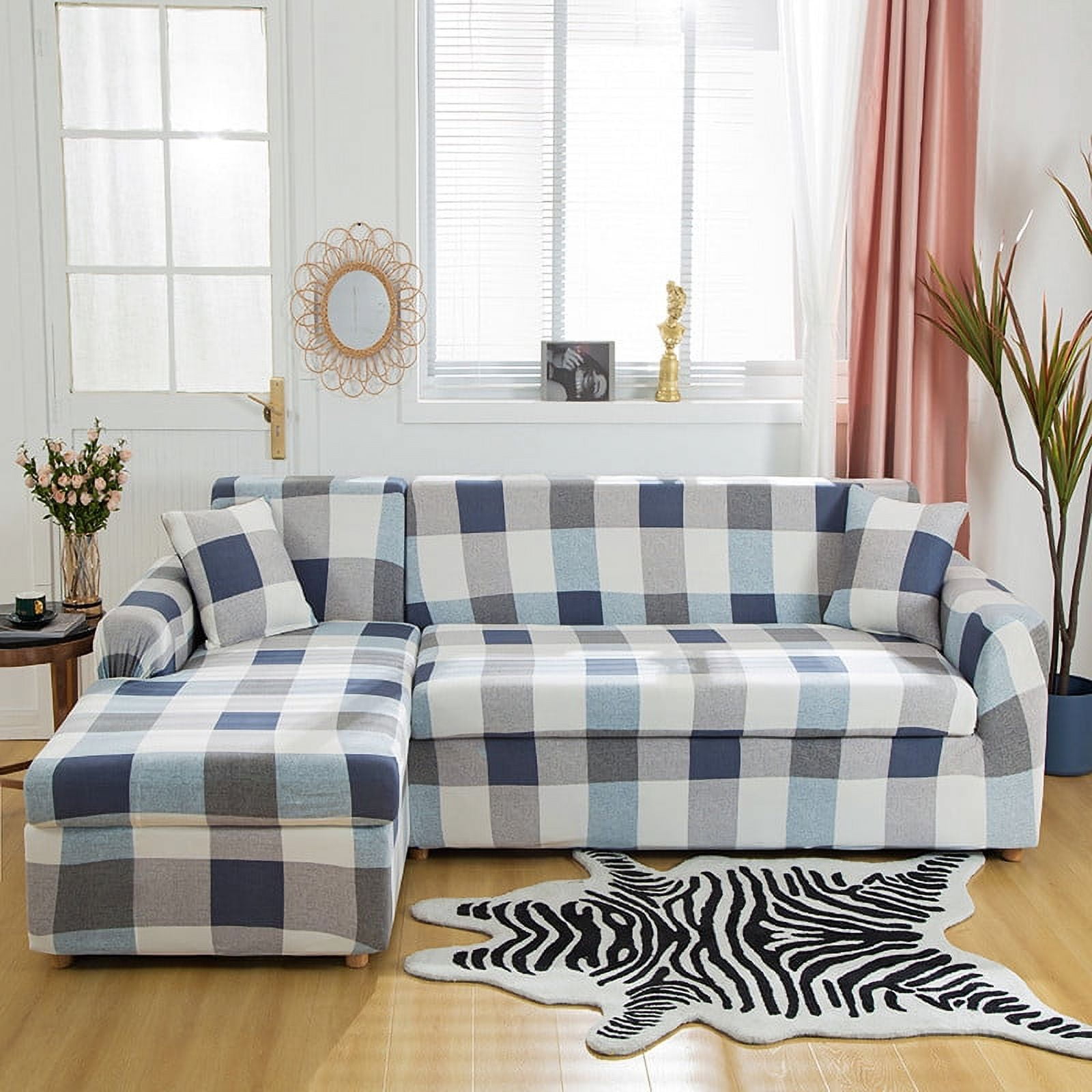Printed Sofa Cover Elastic Sofa Slipcover Chaise Longue L Shape ...