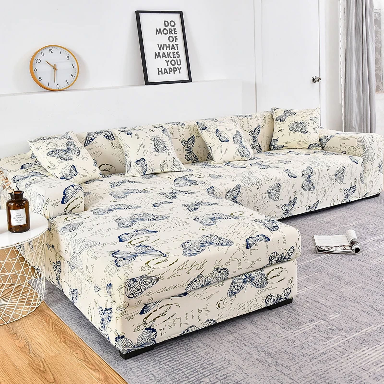 Printed Sofa Cover Elastic Stretch L-shape Sofa Needs Order Sofa Covers for Living Room Couch ...