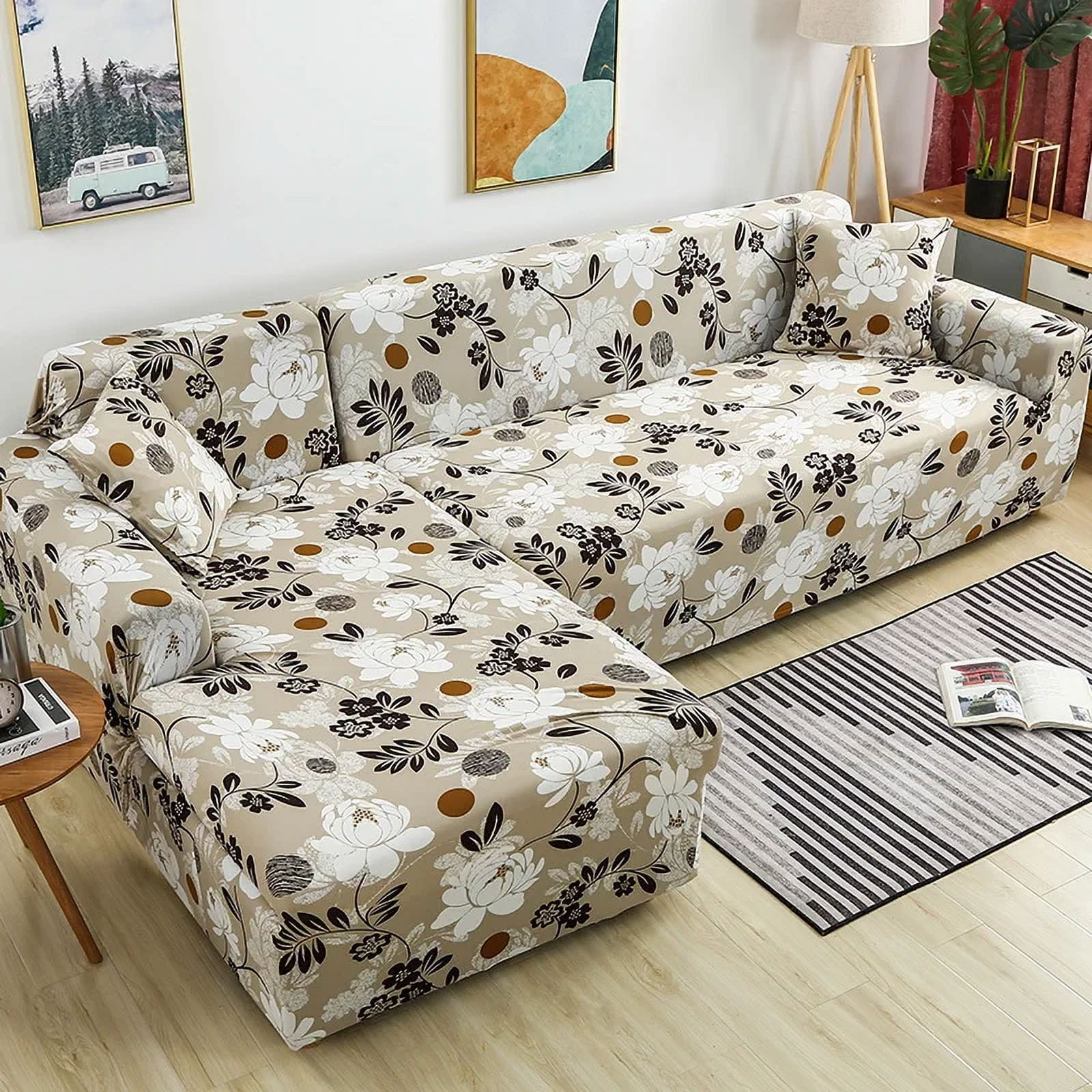 Printed Sofa Cover Elastic Stretch L-shape Sofa Needs Order Sofa Covers ...