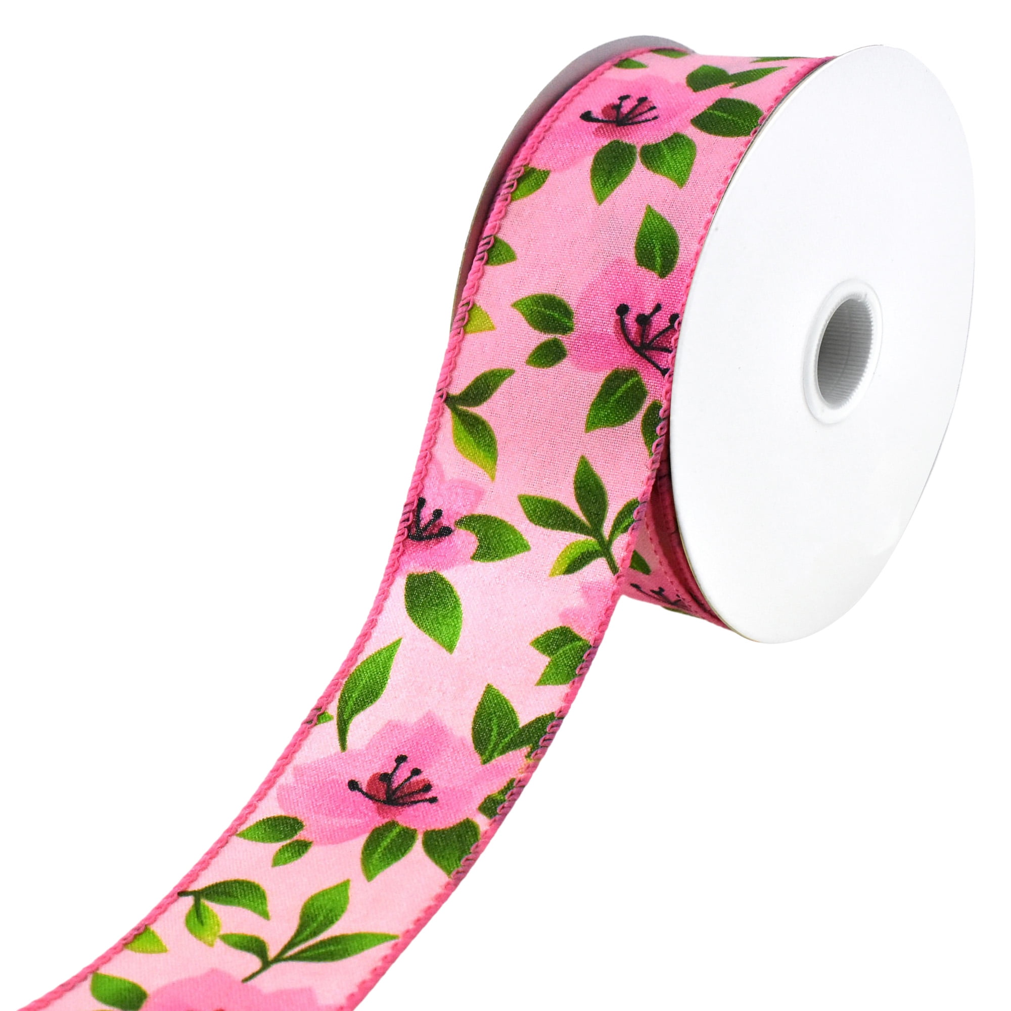 Printed Spring Magnolias Wired Ribbon, 1-1/2-inch, 10-yard, Pink ...