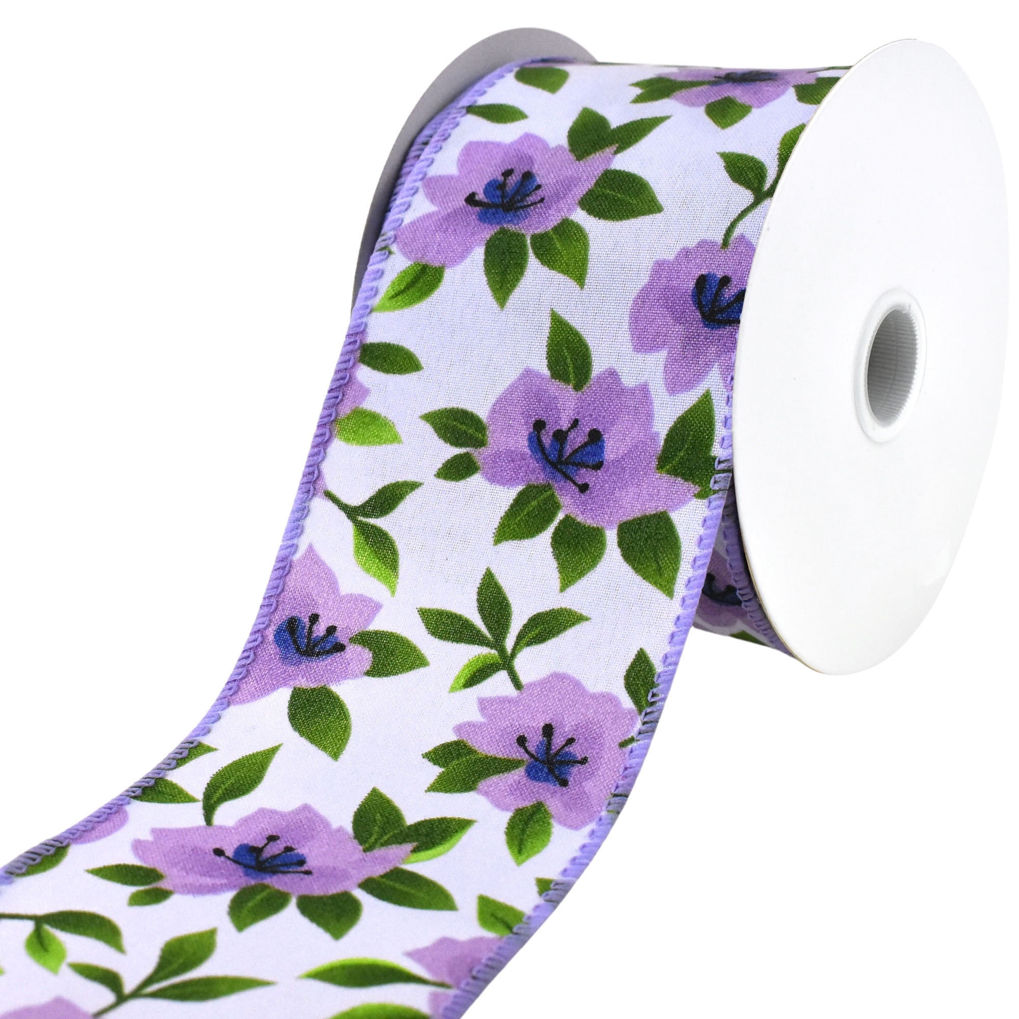 Printed Spring Magnolias Wired Ribbon, 2-1/2-inch, 10-yard, Lavender ...