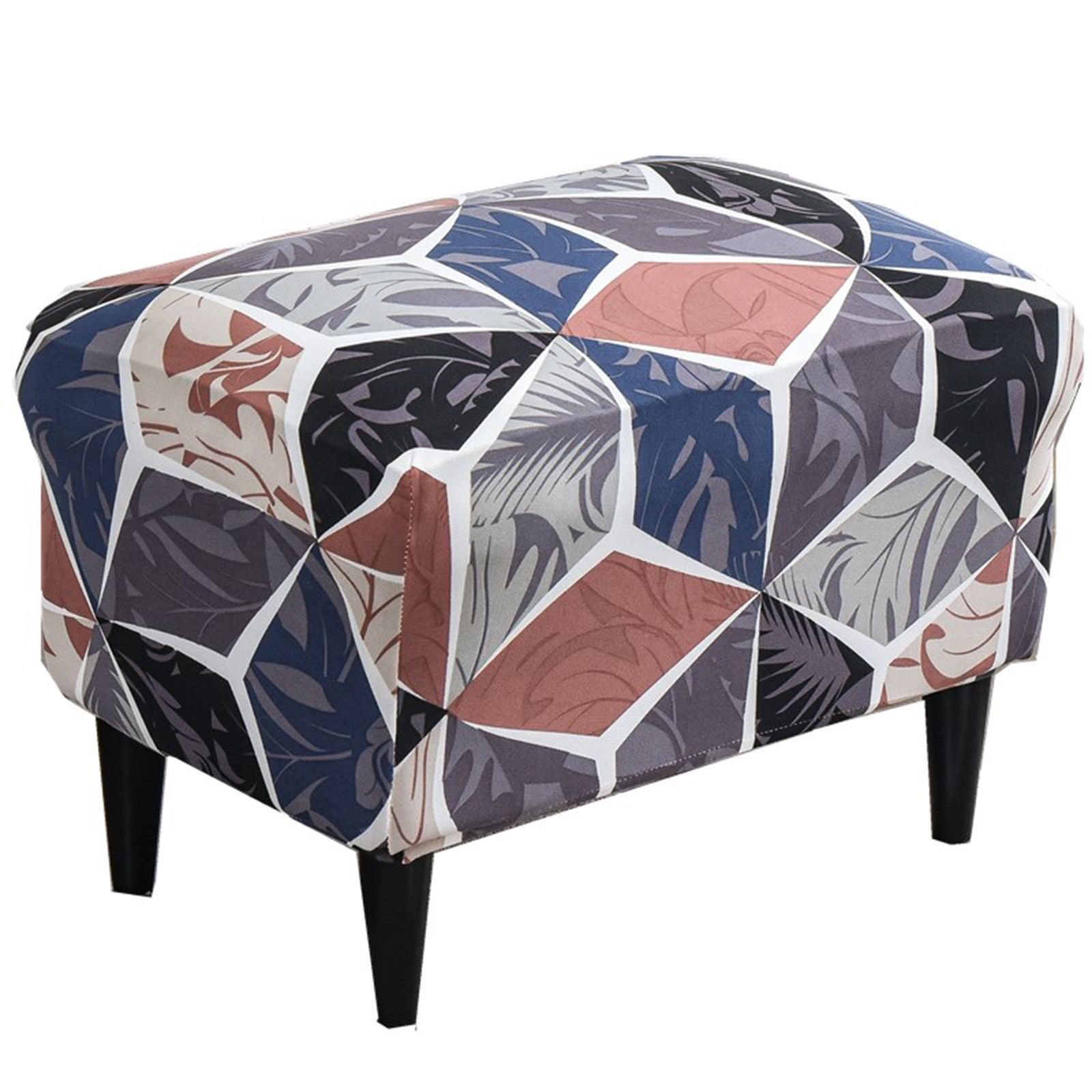 Printed Stretch Ottoman Cover Rectangle Dustproof Footstool Storage ...