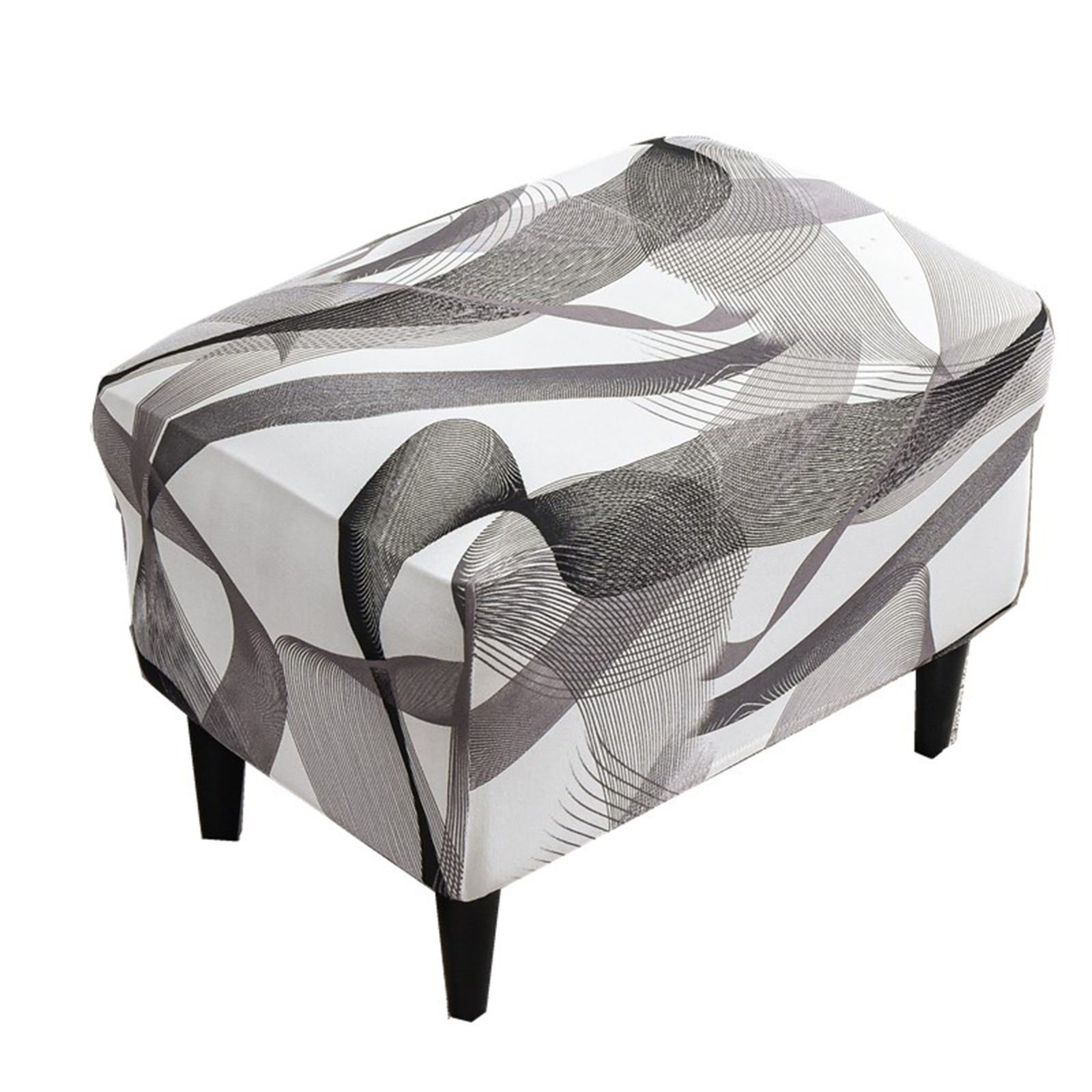 Printed Stretch Ottoman Cover Rectangle Dustproof Footstool Storage ...