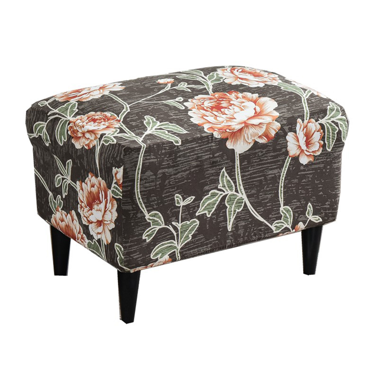 Printed Stretch Ottoman Cover Rectangle Dustproof Footstool Storage ...