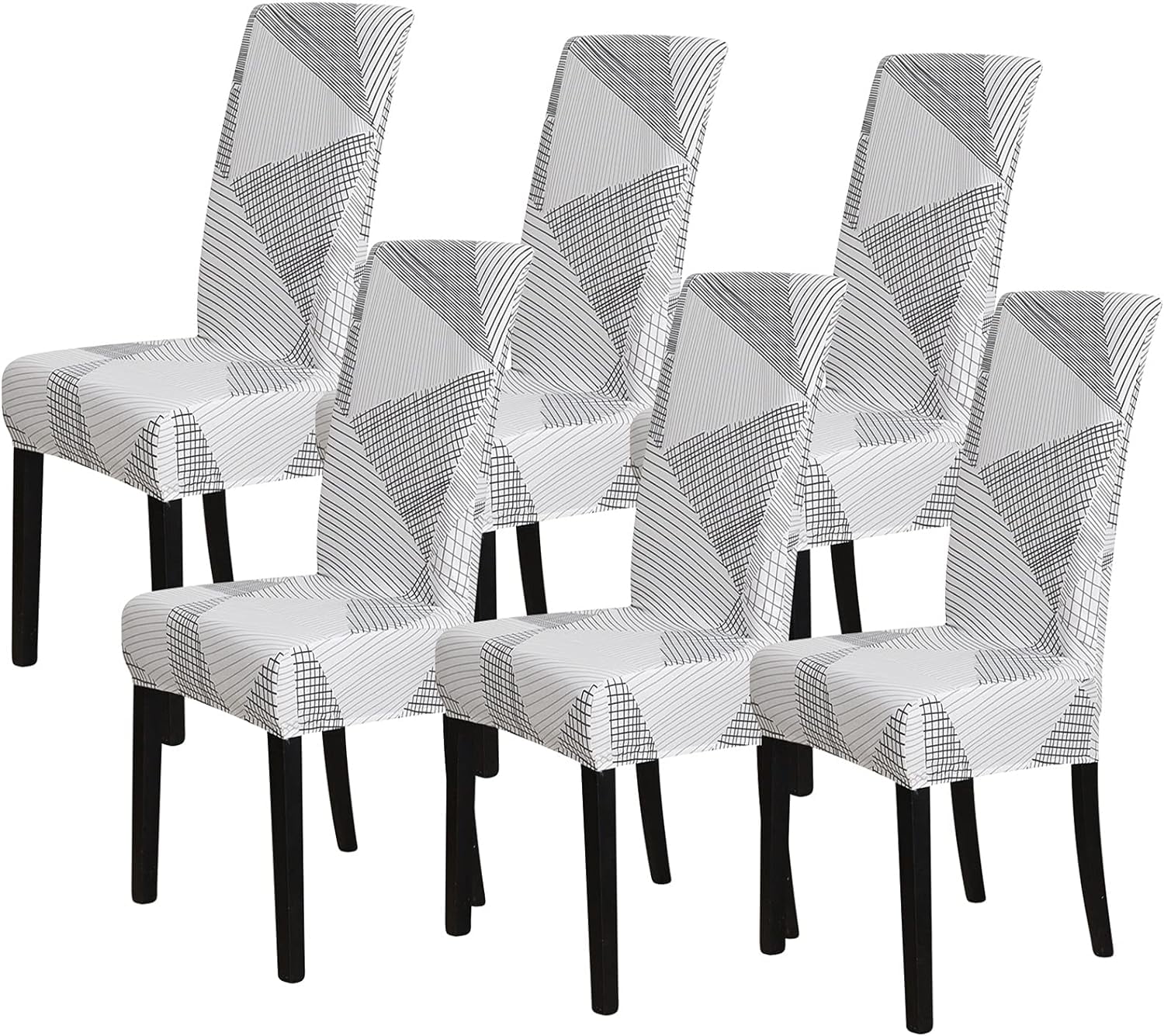 Printed Stretchable Parson Chair Covers for Dining Room Set of 6 ...