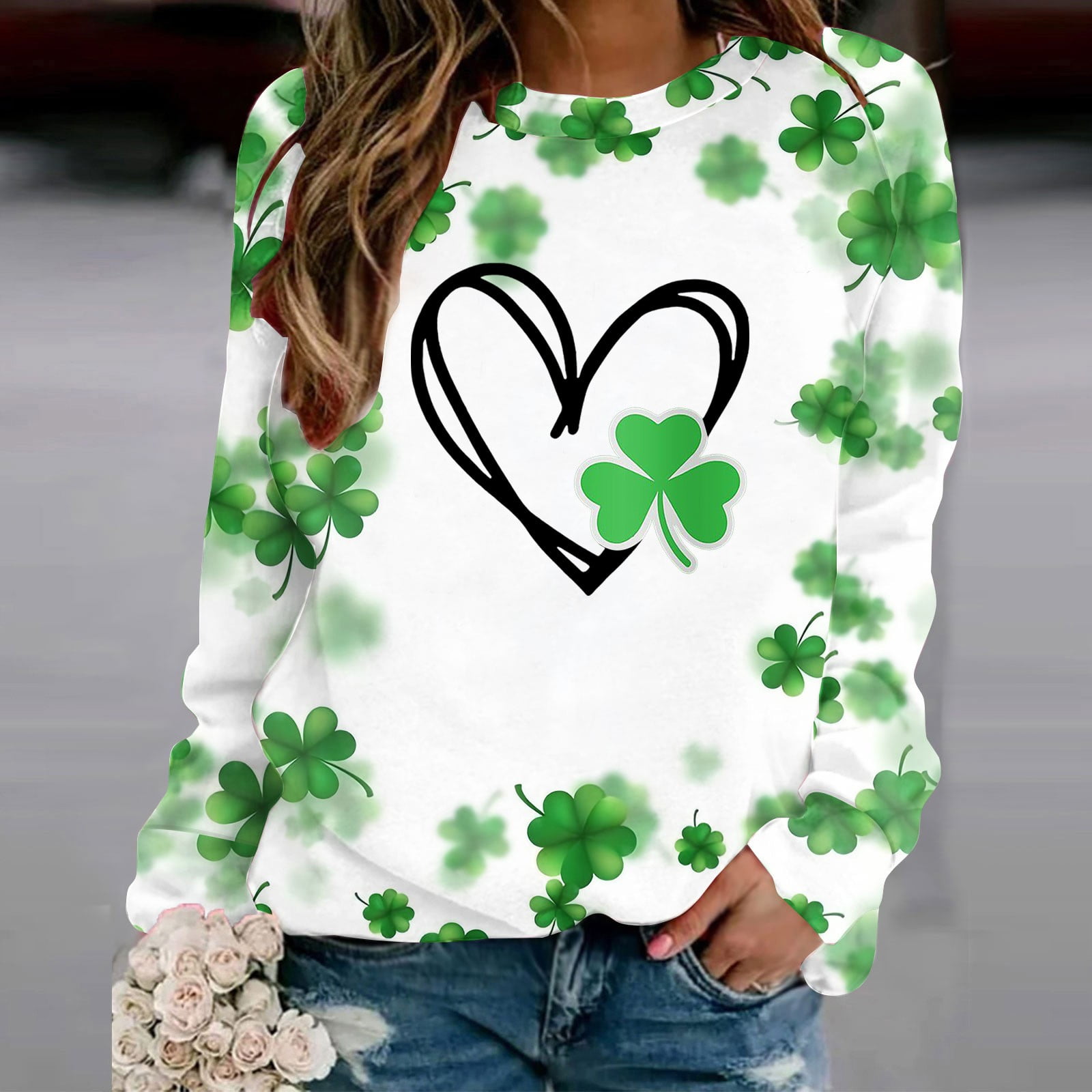 Printed T Shirt Long Sleeves Blouse Crew Neck Leisure Birthday Gifts for Women Clearance Items for Women Clothes Home Ropa en Oferta Ropa de Oferta Especiales de Walmart en Ropa de Mujeres