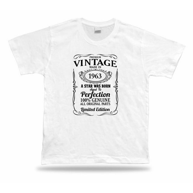 Printed T shirt tee star is born 1963 happy birthday present gift idea ...