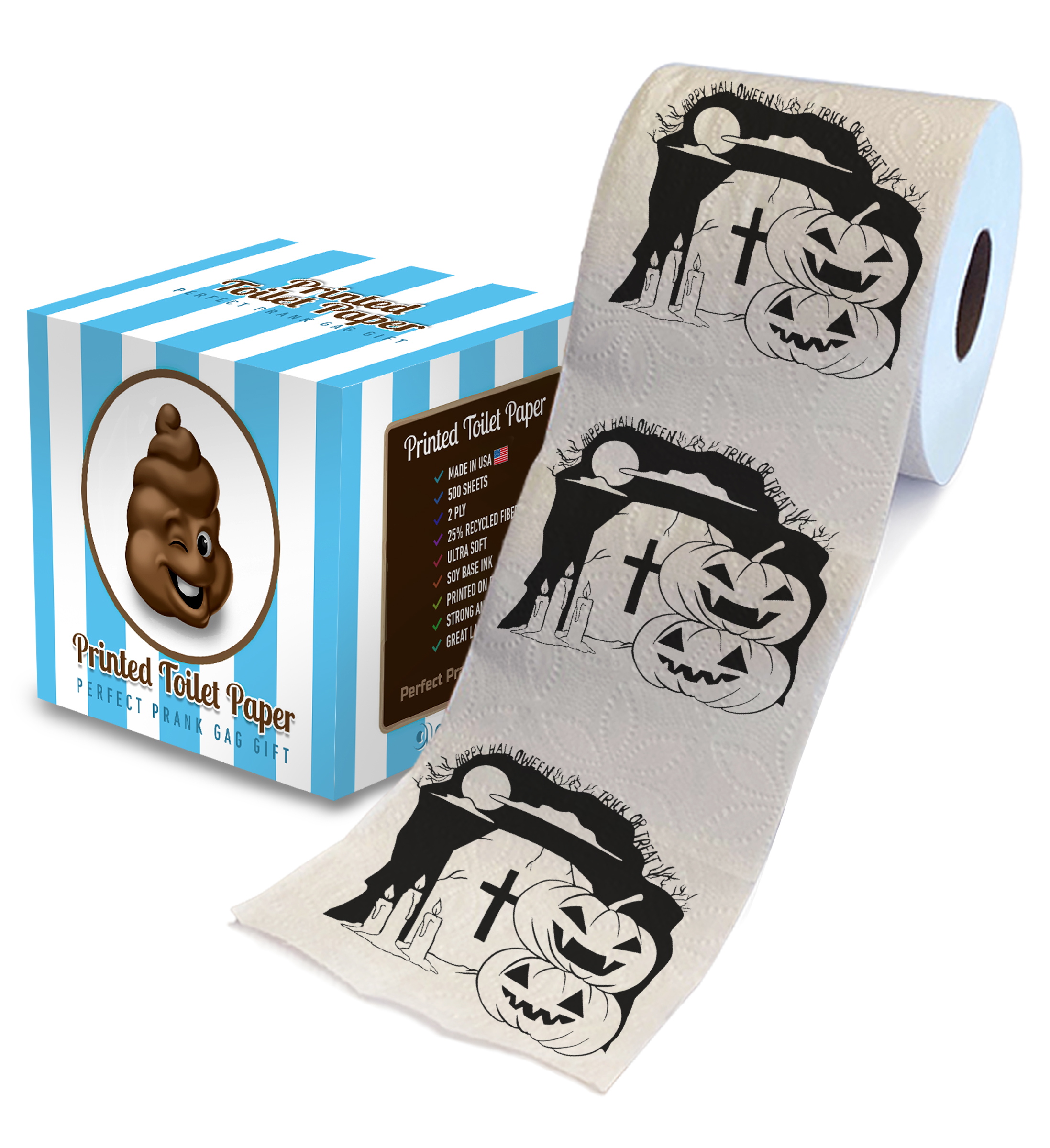 Printed TP Halloween Night Printed Toilet Paper Gag Gift – Scary Toilet ...