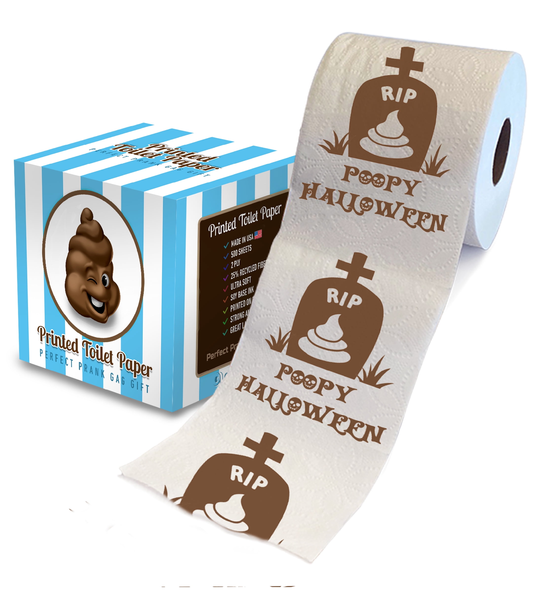 Printed TP RIP Poopy Halloween Printed Toilet Paper Gag Gift – Scary ...