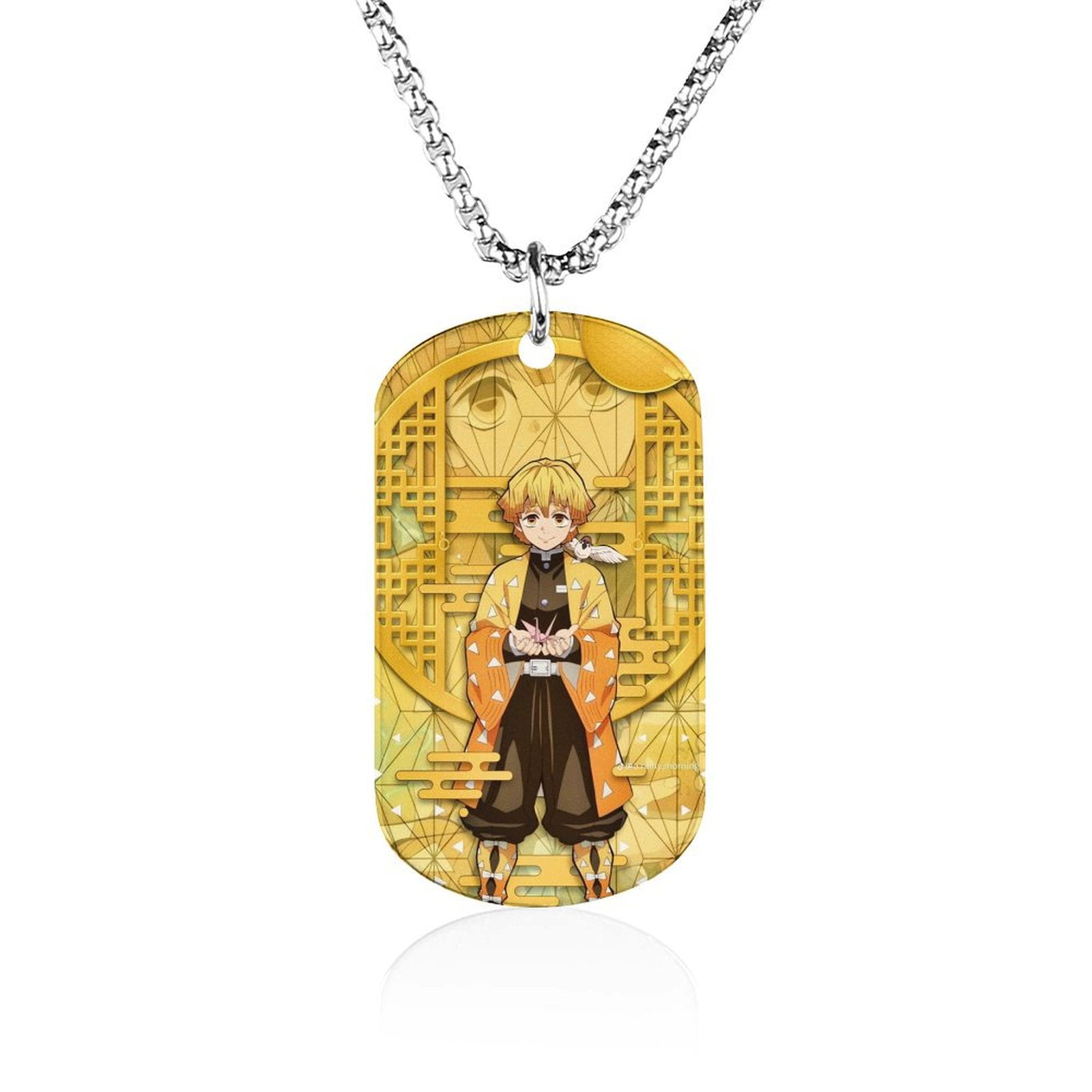 Printed Tag Stainless Steel Necklace, Demon Slayer Agatsuma Zenitsu ...