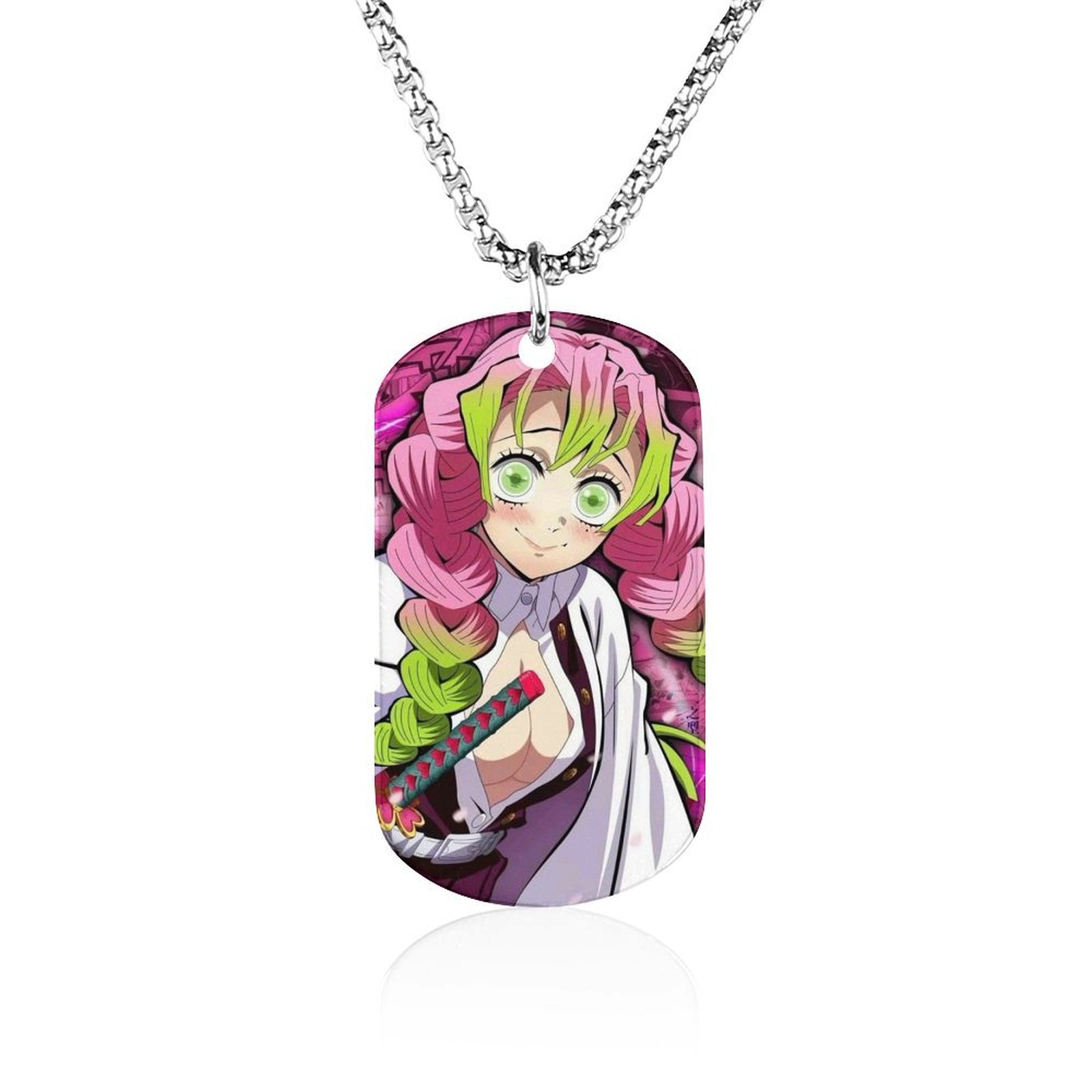 Printed Tag Stainless Steel Necklace, Demon Slayer Kanroji Mitsuri ...