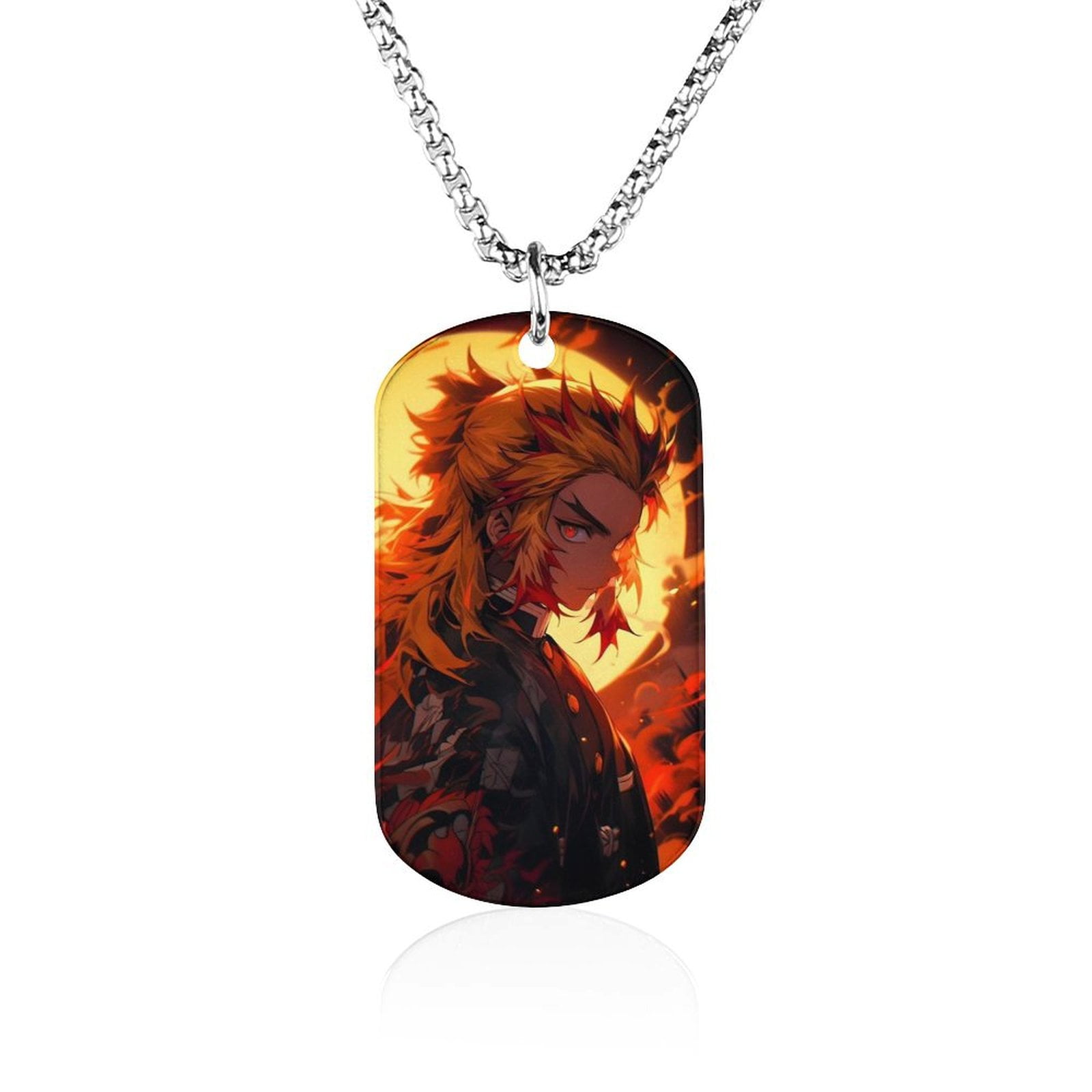 Printed Tag Stainless Steel Necklace, Demon Slayer Rengoku Kyojuro ...