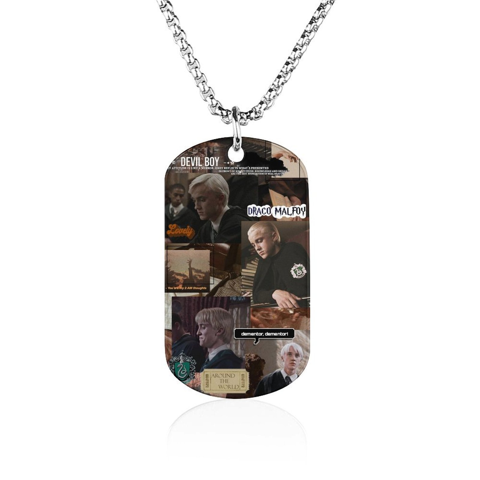 Printed Tag Stainless Steel Necklace, Draco Malfoy Pendant Chain Best ...