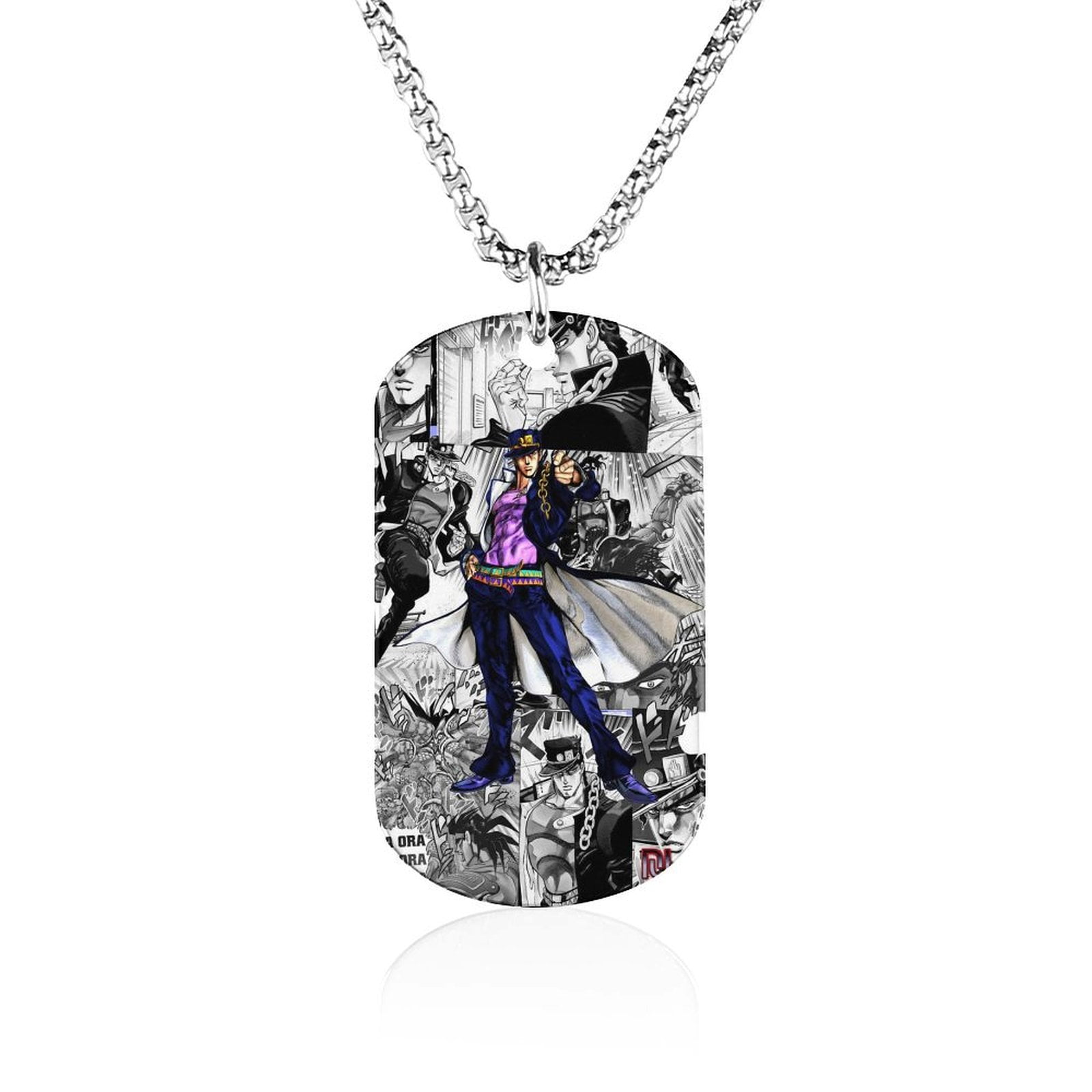 Printed Tag Stainless Steel Necklace, Jojo's Bizarre Adventure Jotaro ...