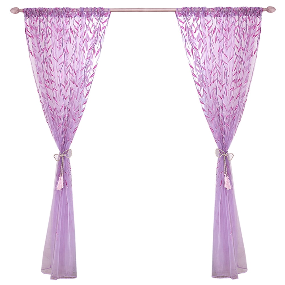 Printed Tulle Sheer Vine Curtain, Airy Voile Willow Leaf Pattern Adds ...