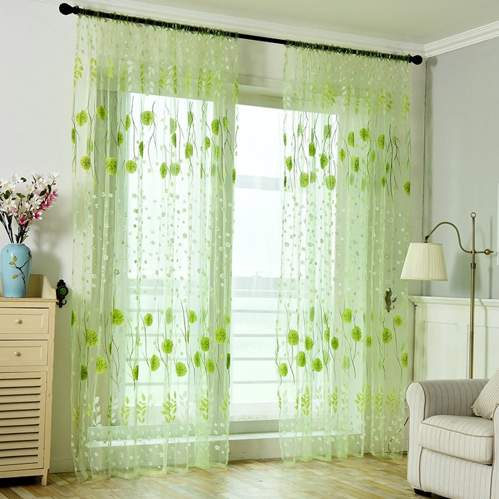 Printed Tulle Transparent Window Screen Bedroom Balcony Curtain ...