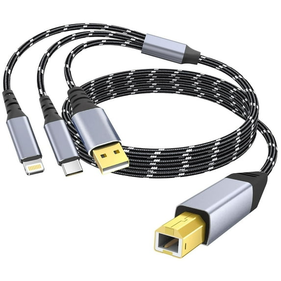 Printer Cable,USB C&USB-A to USB-B Cable，High Speed Nylon Braided ...