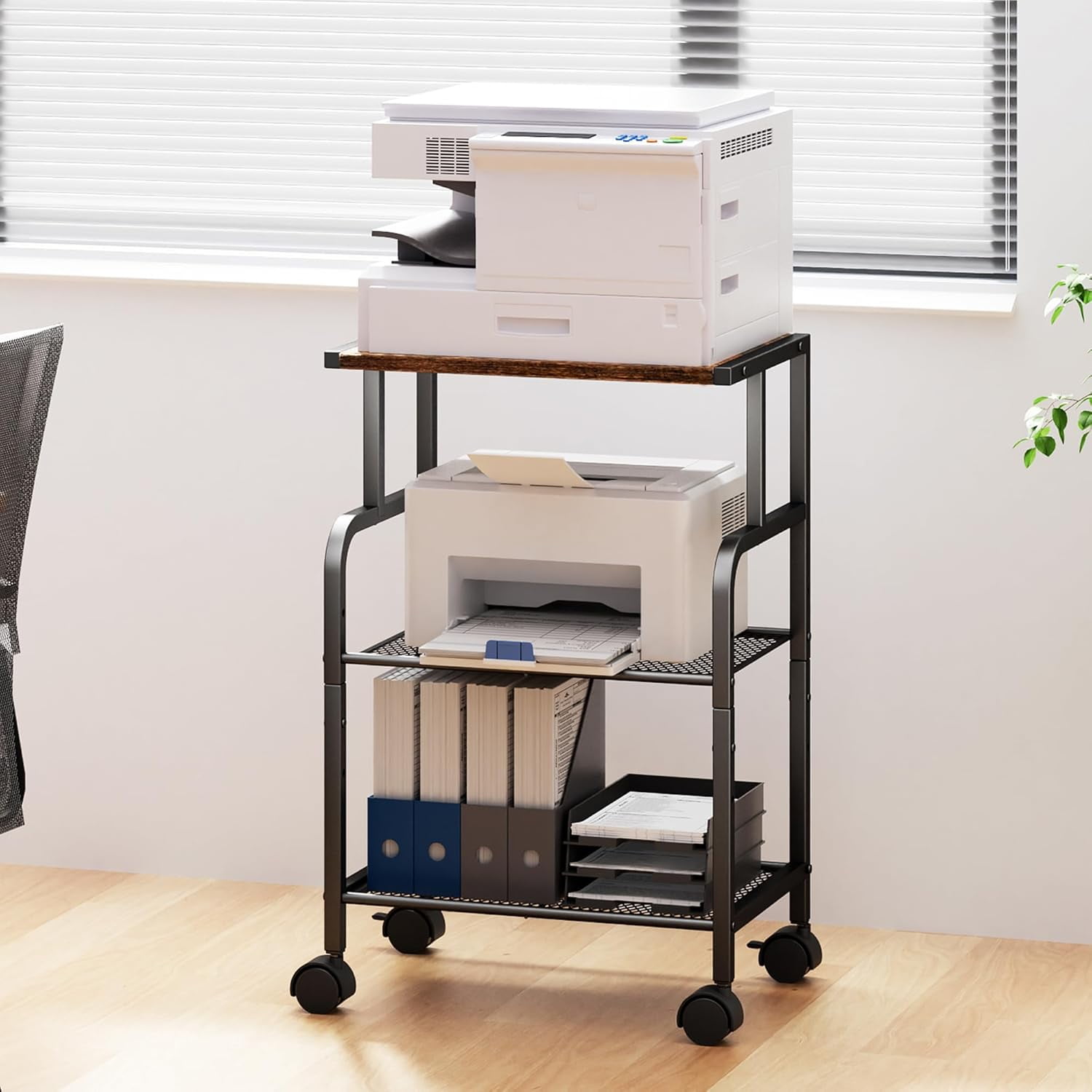 Printer Cart with Wheels, Printer Stand with Storage, Printer Table for ...