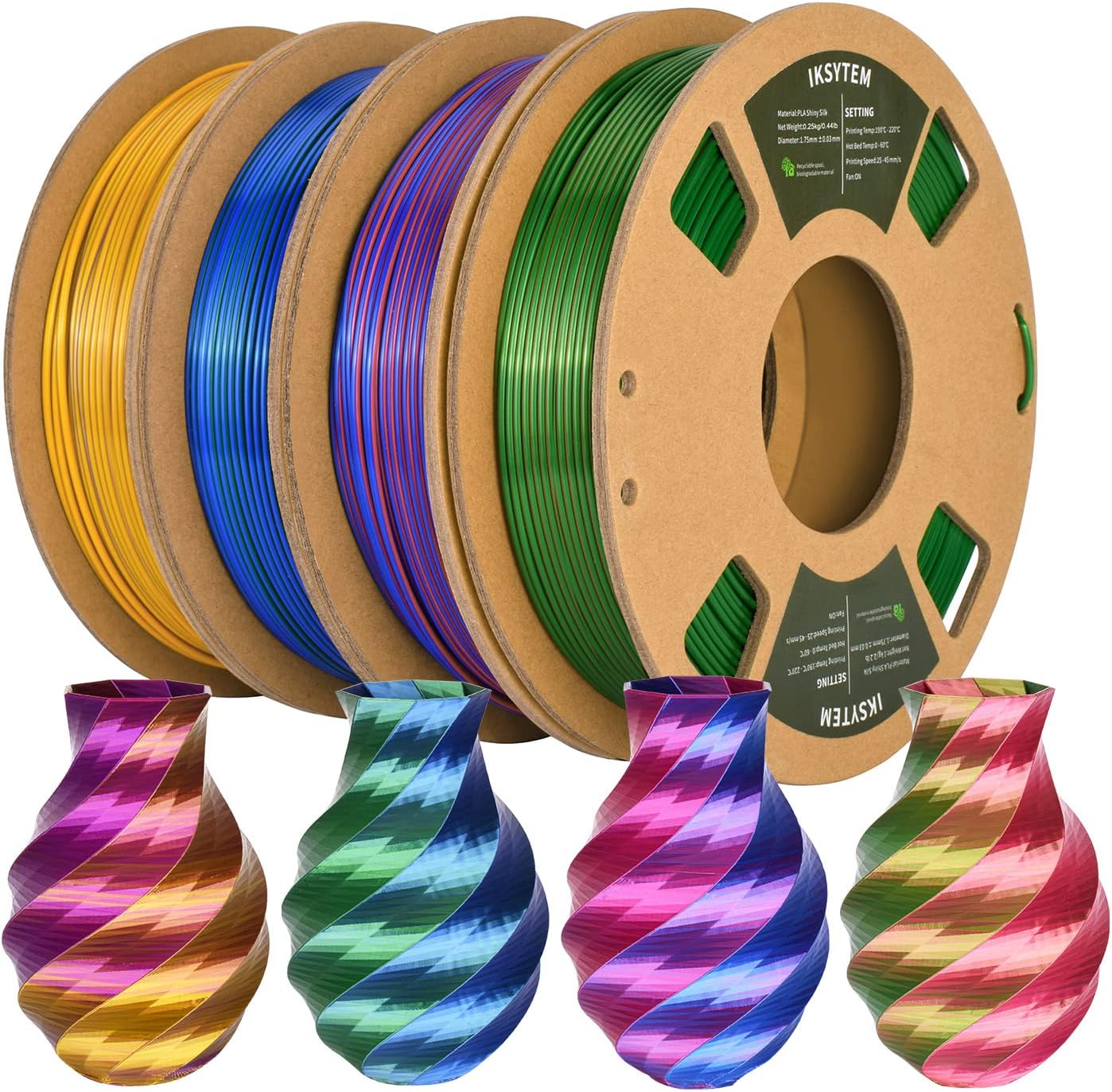 Printer Filament Bundle, Dual Color Filament, Silk PLA Filament 1.75mm Bundle, Silk Gold Purple ...