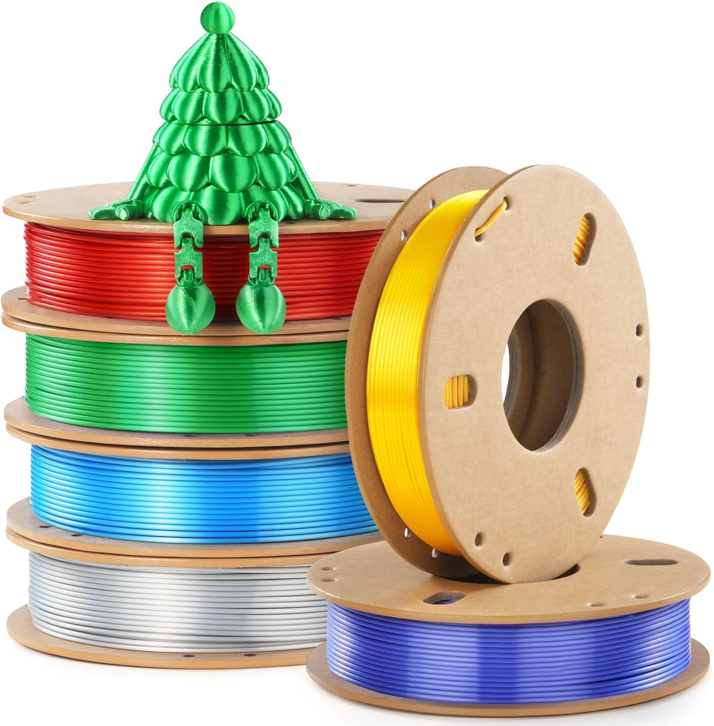 Printer Filament, Silk PLA Bundle 6 Colors - High Gloss, Shiny & Smooth ...