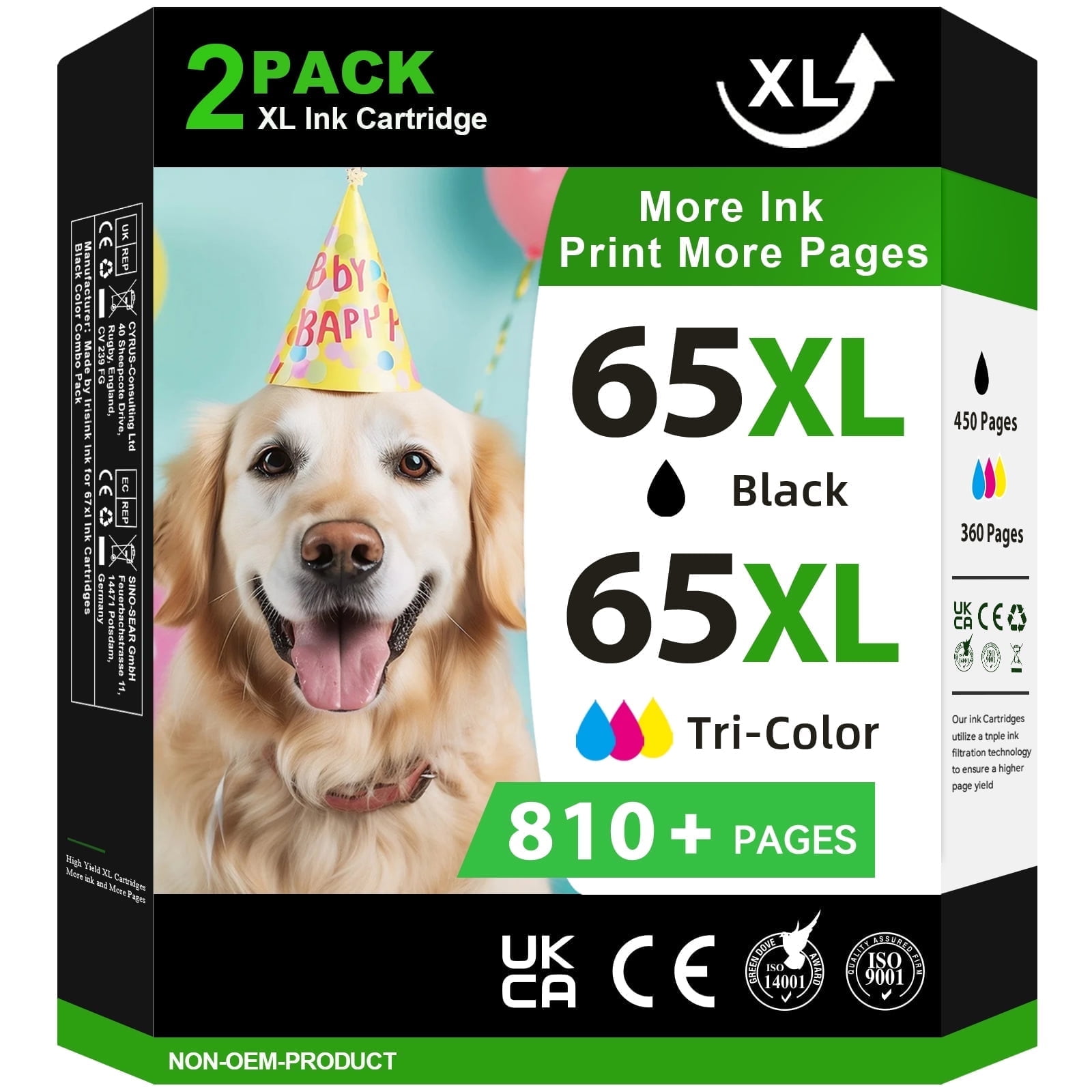 HP 65XL Ink Cartridge, Black/Tri-Color, for DeskJet 3752, 2655, Envy ...
