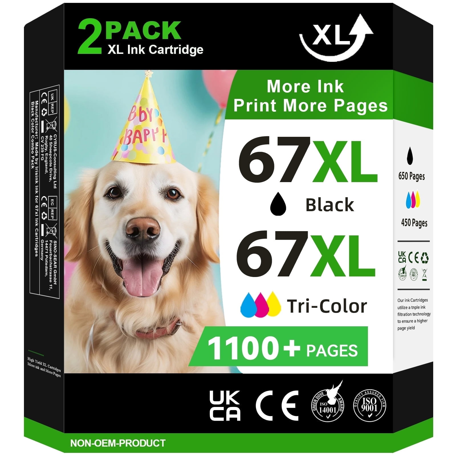 Printer Ink 67XL Compatible for HP 67 Ink Cartridge Black and Color Ink ...