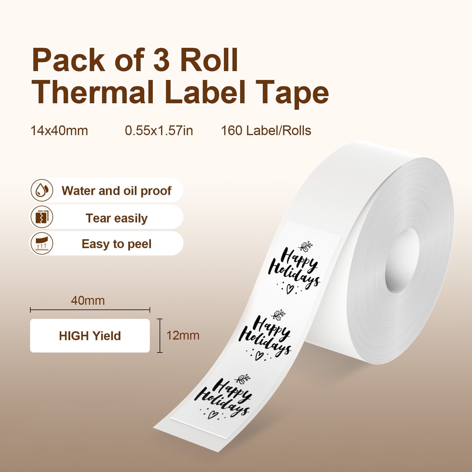 Printer Labels, 3 Rolls of Tape 15mm*7M, 160 Labels/Roll Compatible ...