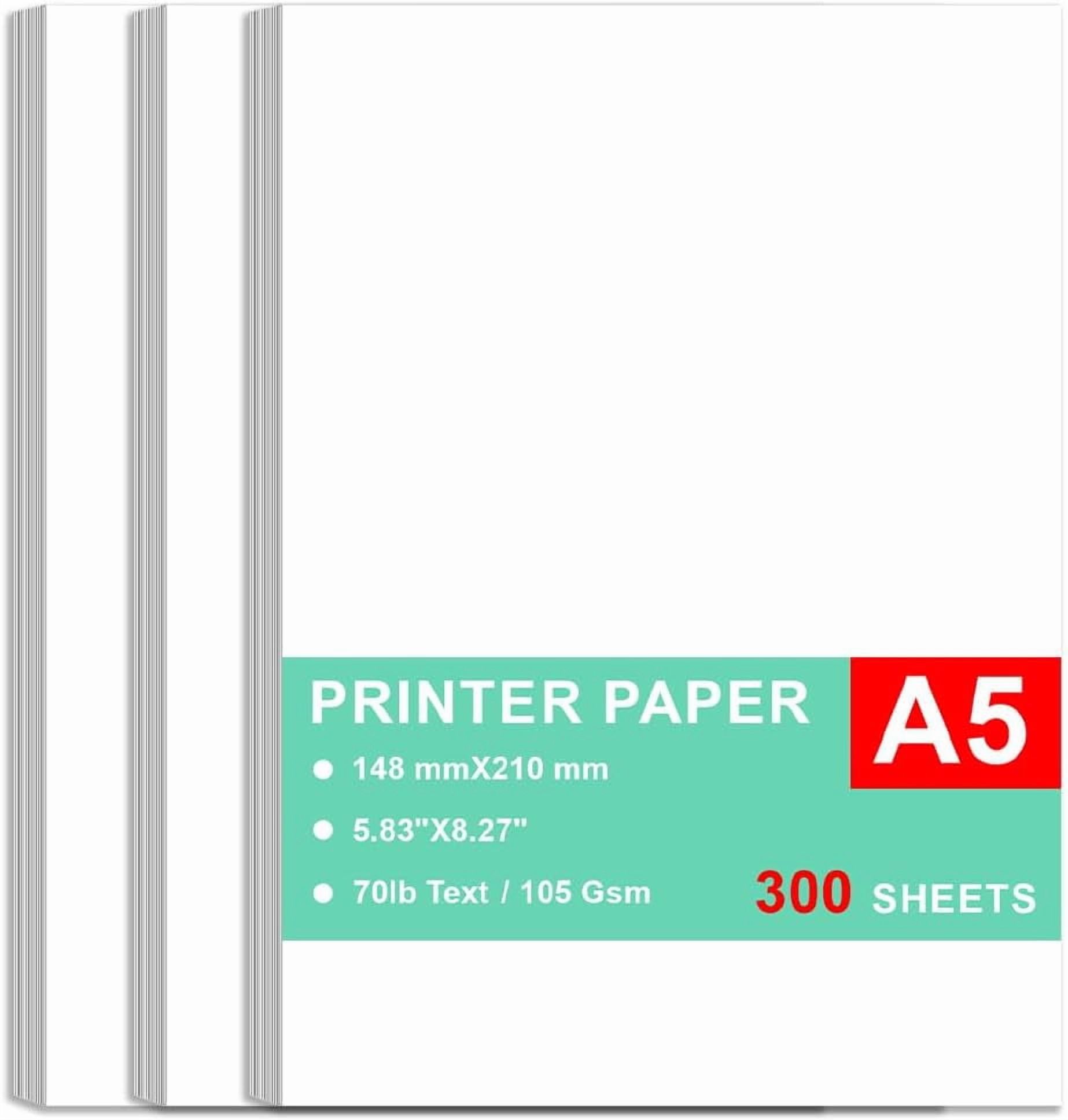 Printer Paper - 300 Sheets A5 Premium Bright White Paper 28lb Bond ...
