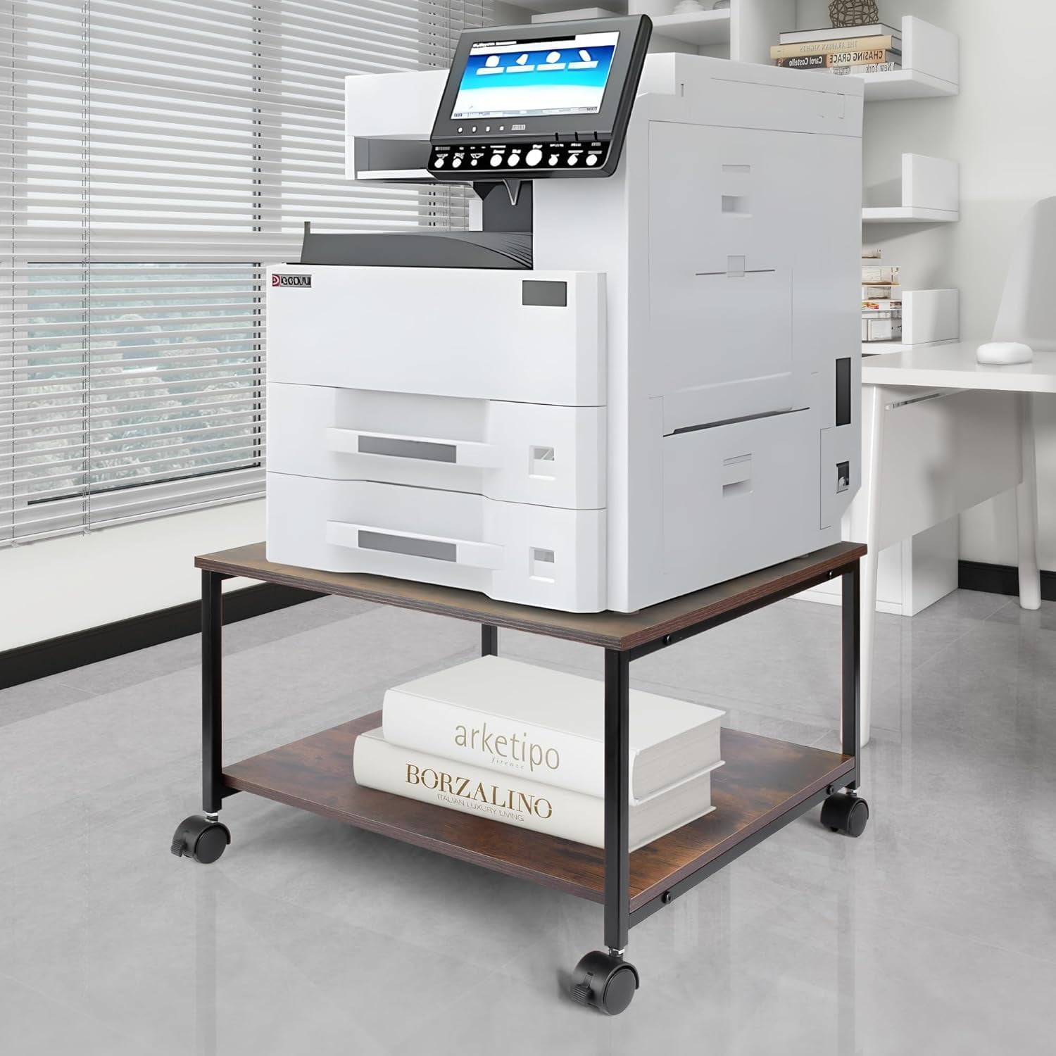 Printer Stand,19.5''x19.5''x12.8'' 2 Tier Large Printer Laser Table ...