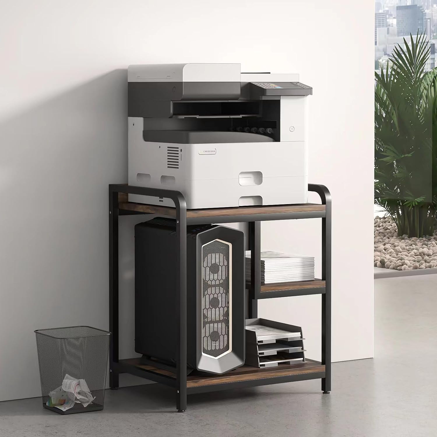 Printer Stand, 22 x 18 Inch Multipurpose Large Printer Table, Mainframe ...