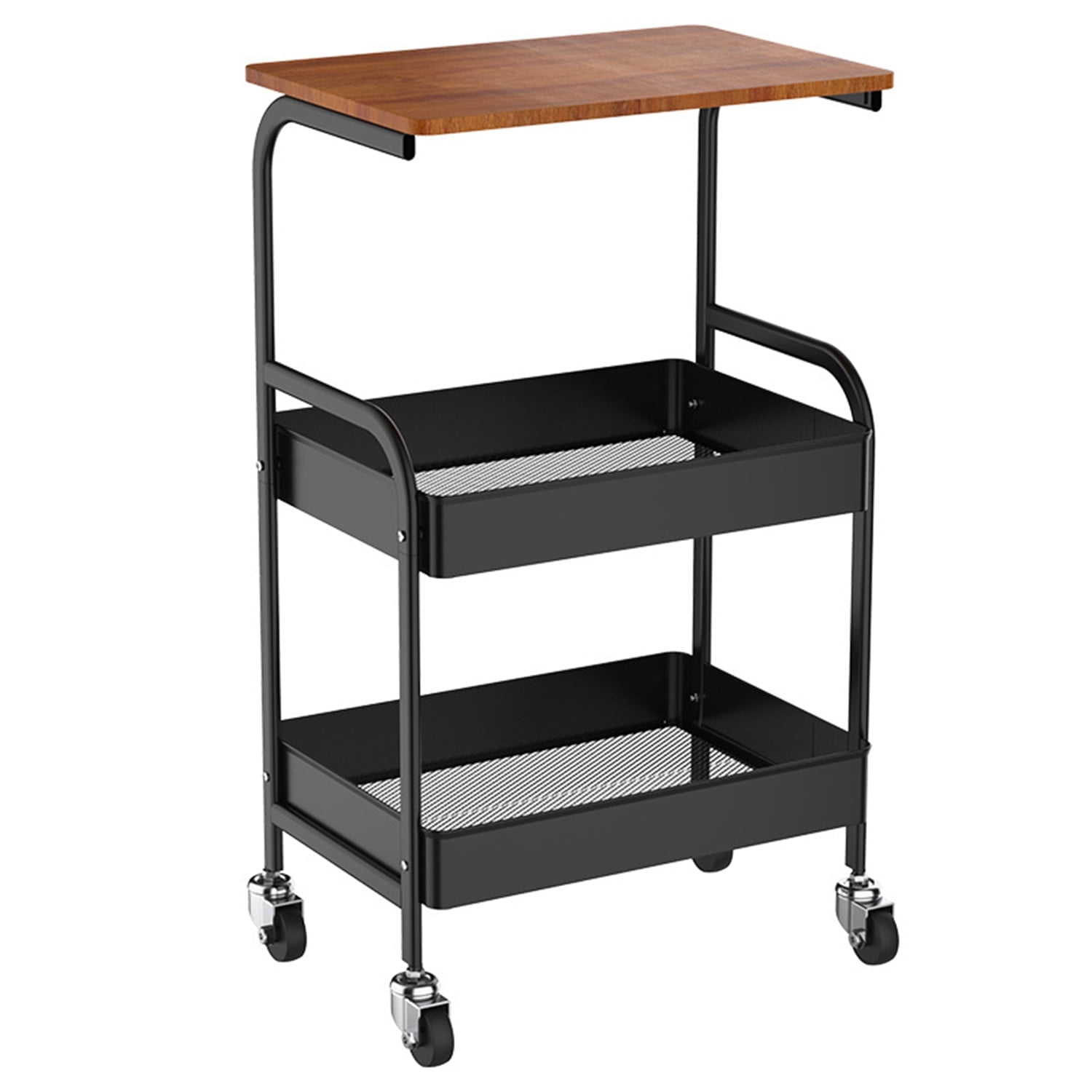 Printer Stand with 3 Storage Shelves and Wheels, 3 Tier Metal Frame ...