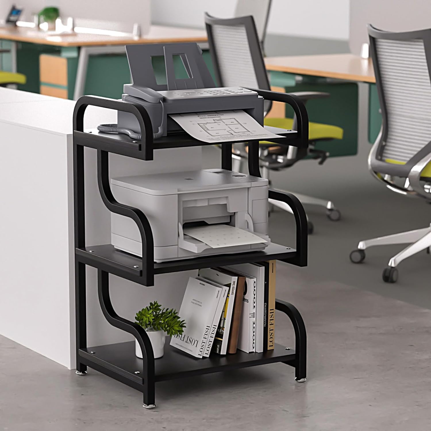 Printer Stand, 3-Tier Large Printer Stand, Durable Materials and Ample ...