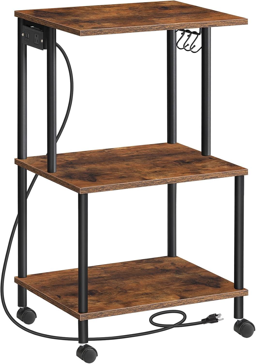 Printer Stand, 3-Tier Printer Cart with Charging Station, Industrial ...