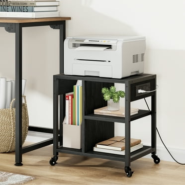 Garvee Mobile Home Office Printer Stand with Charging Station, 3 Tier ...