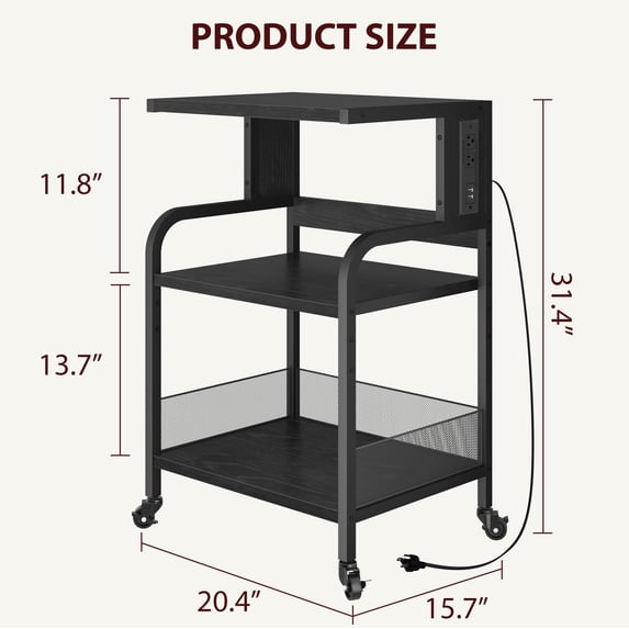 Printer Stand with Charging Station, Large Printer Table with ...