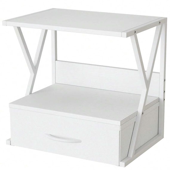 Printer Stand For Desk With Storage Drawer, 2 Tier Desktop Or Under ...