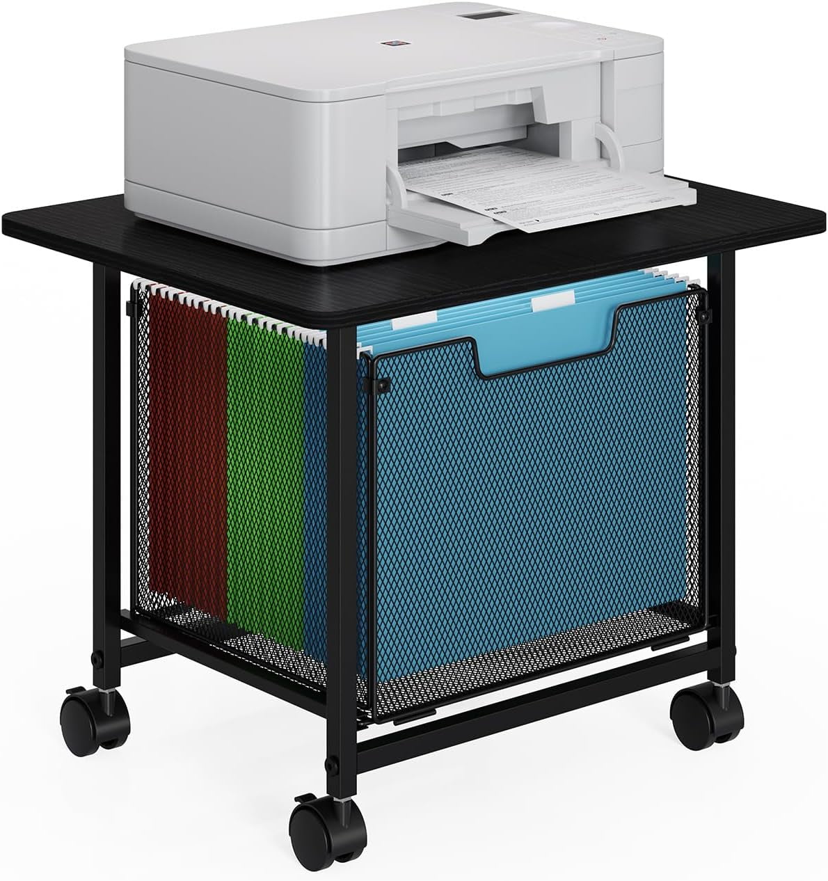 Printer Stand with File Cart,Small Rolling Printer Cart with Storage ...