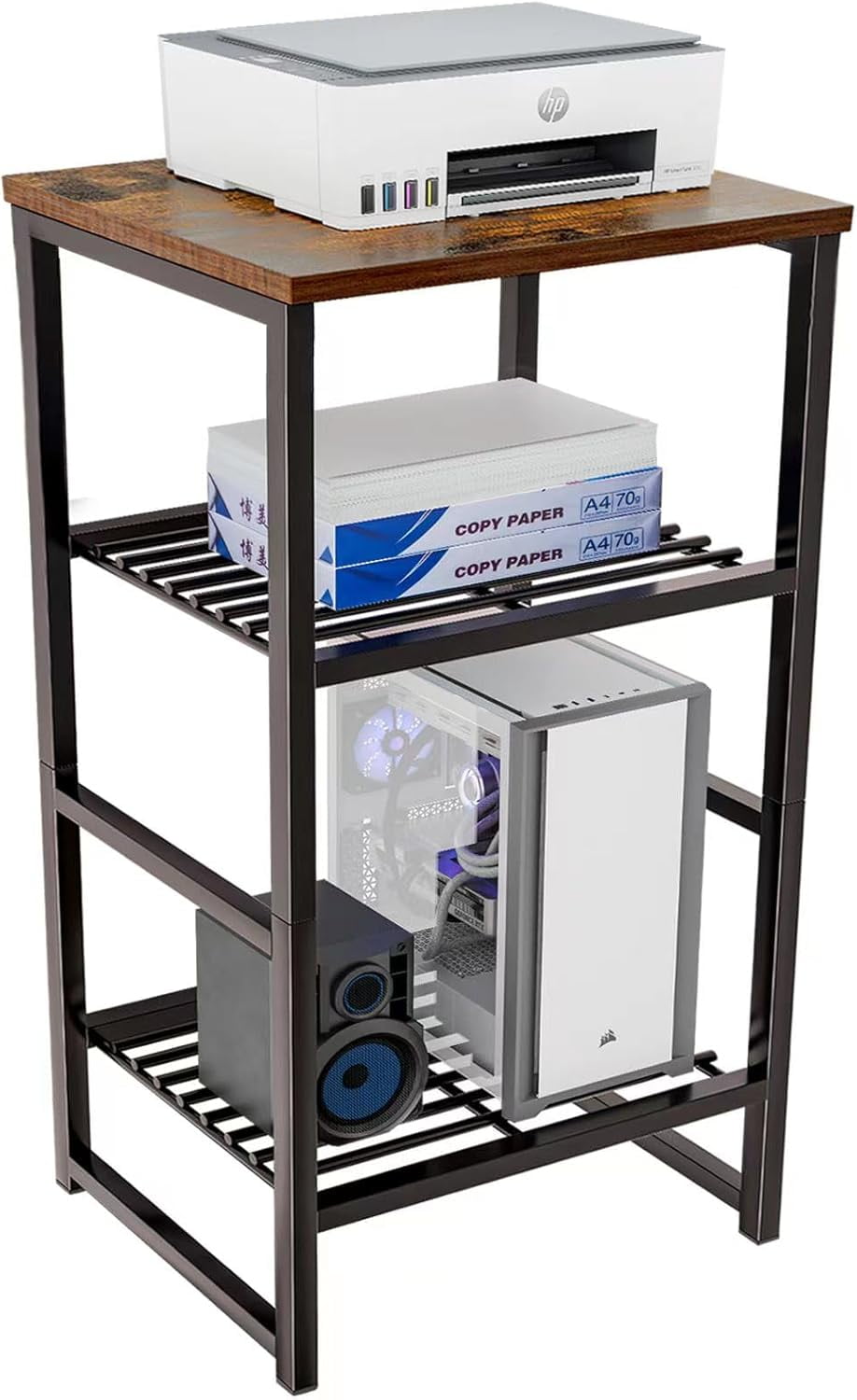 Printer Stand Holder 3 Tier - Heavy Duty Metal Shelving Unit for Under ...