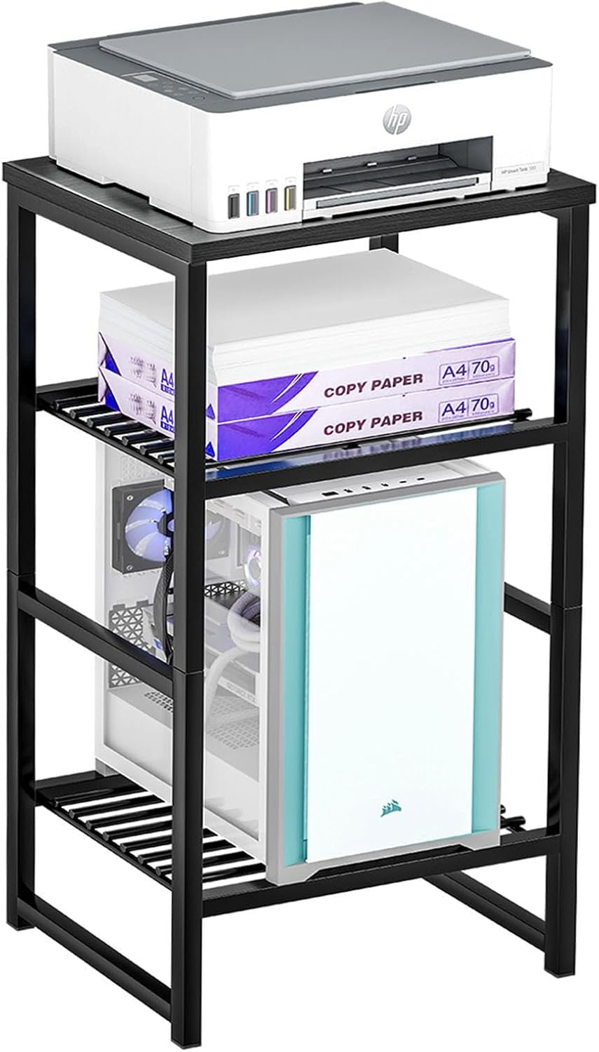 Printer Stand Holder 3 Tier - Heavy Duty Metal Shelving Unit for Under ...