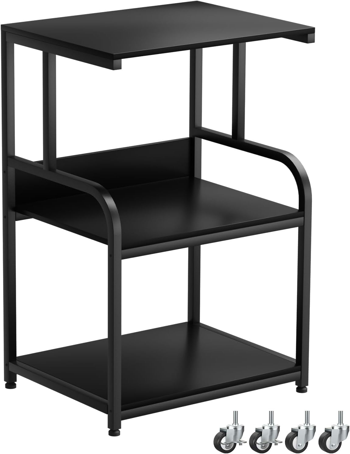 Printer Stand- Large 3 Tier Sofa Side Table with Wheels- Industrial ...