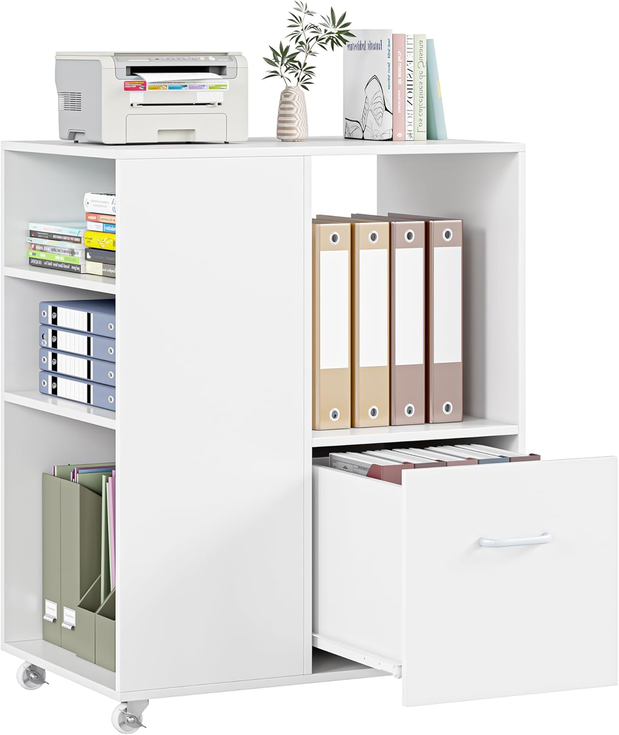 Printer Stand, Mobile File Cabinet with Drawers and Storage Shelves ...