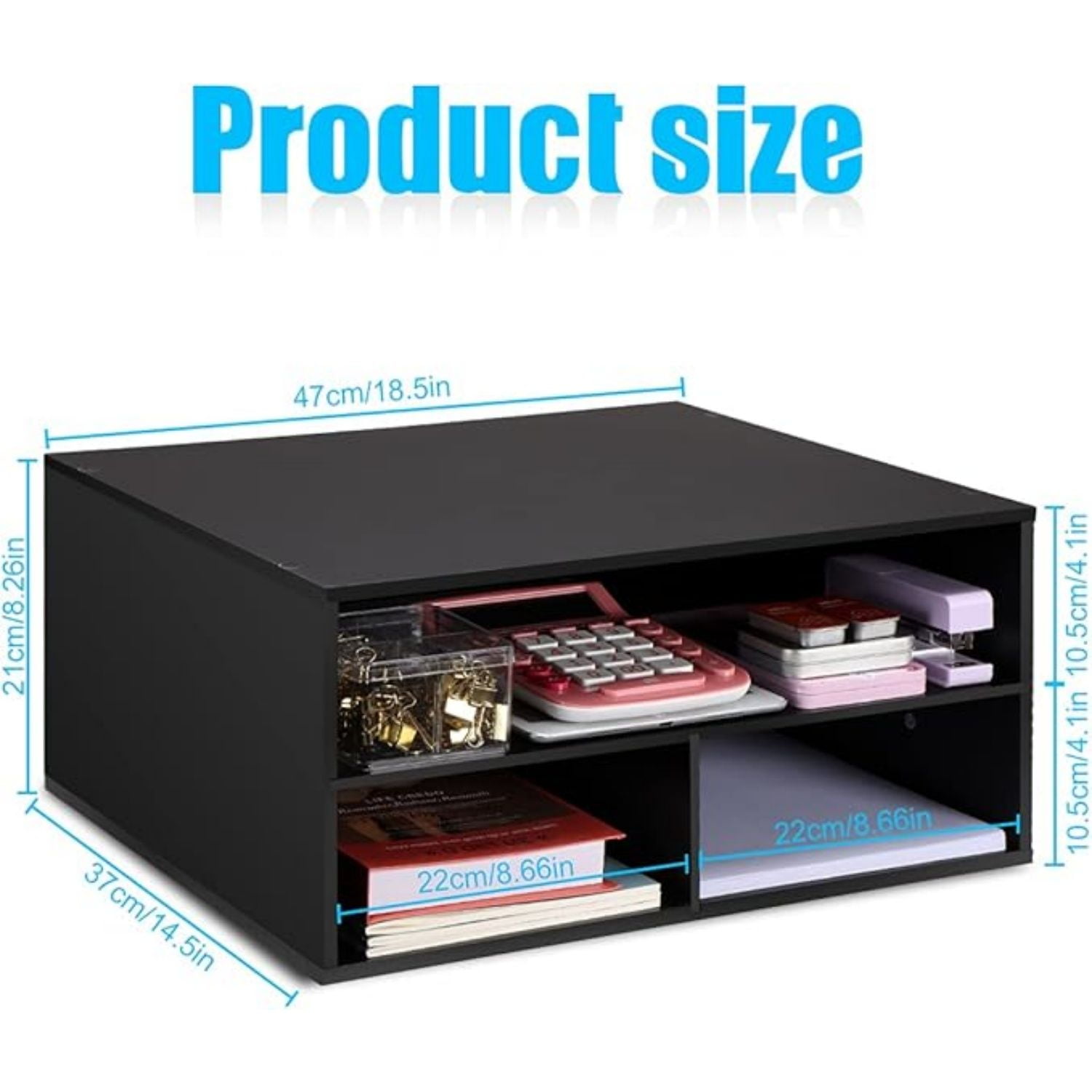 Printer Stand Shelf with Storage Wood Desk Paper Organzier for Home ...