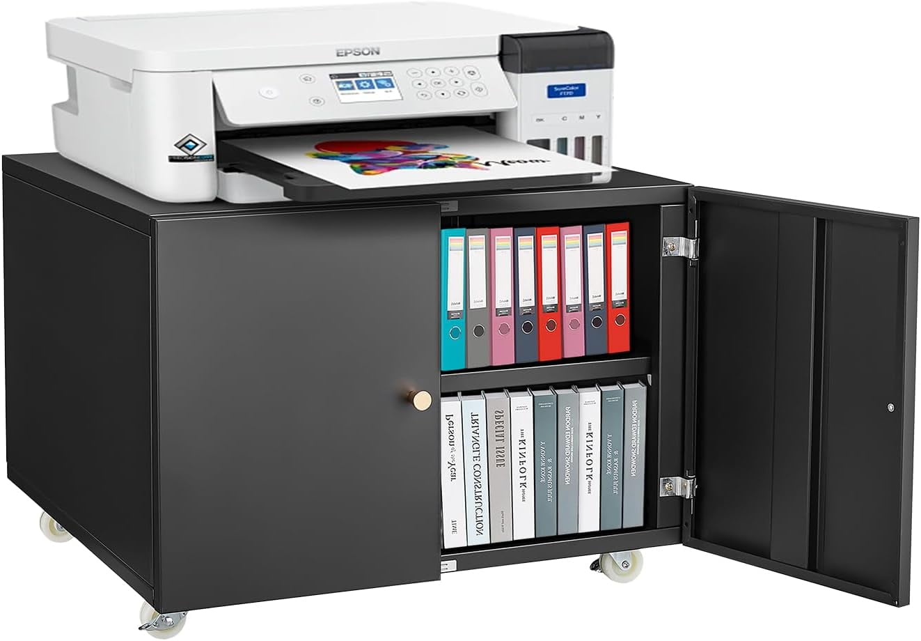 Printer Stand with Storage Cabinet Mobile File Cabinet on Wheels with ...