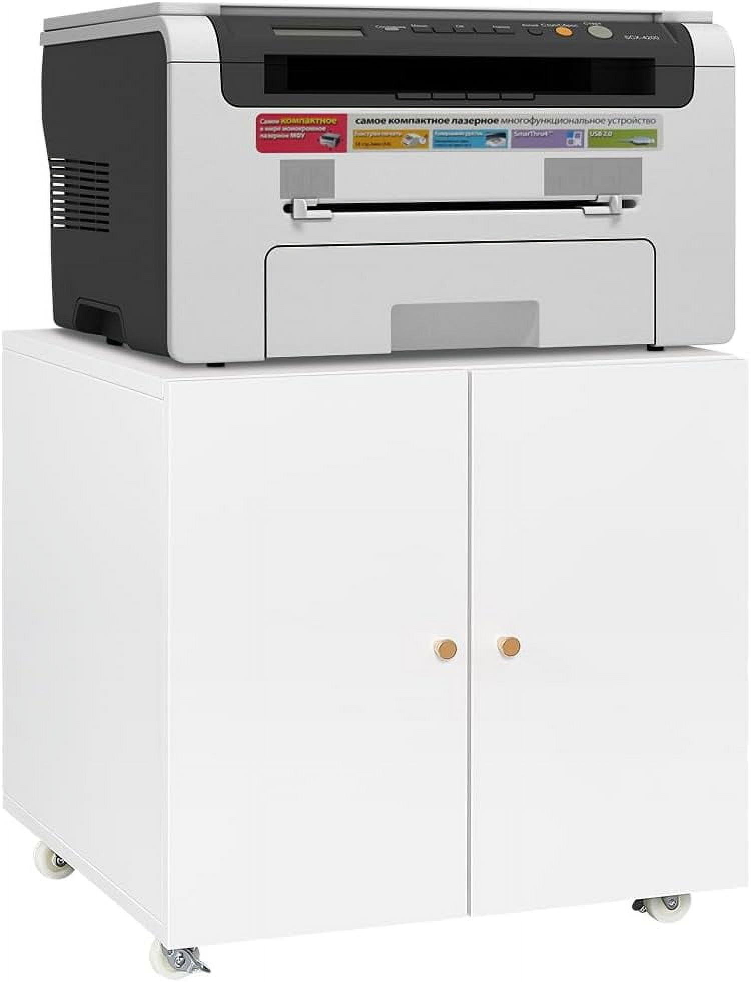 Printer Stand with Storage, Copier Printer Cabinet with 2 Doors Mobile ...